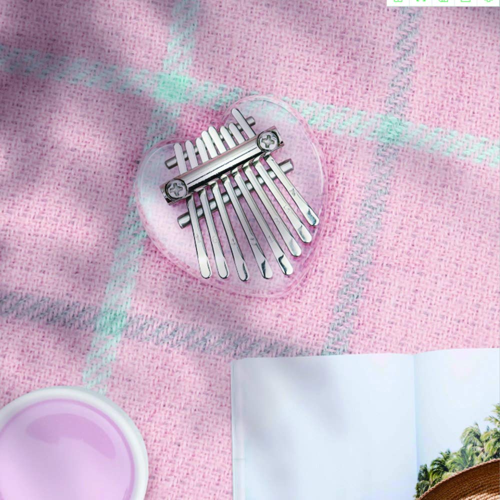 Yahpetes Thumb Piano Mini Kalimba 8 key Crystal Thumb Piano Heart Shape Transparent Finger Piano Marimba Musical Good Accessory Pendant Gift for Beginner(8 Keys Thumb Piano)