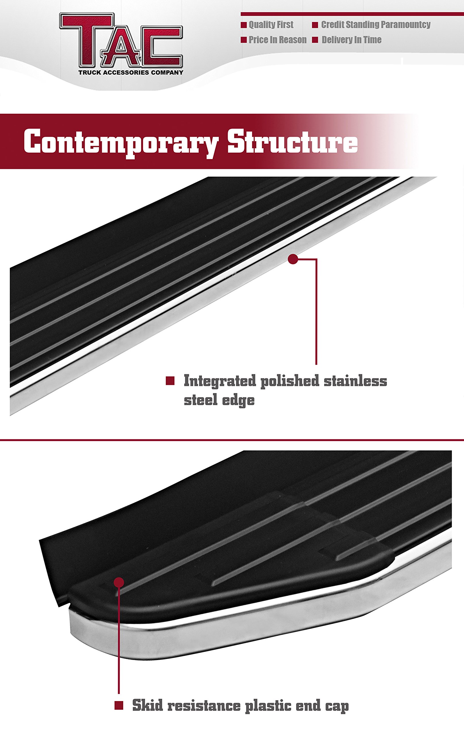 TAC Running Boards Fit 2011-2019 Ford Explorer SUV Aluminum Black Side Steps Nerf Bars Step Rails Truck Pickup Rock Panel Off Road Exterior Accessories (2 Pieces Running Boards)