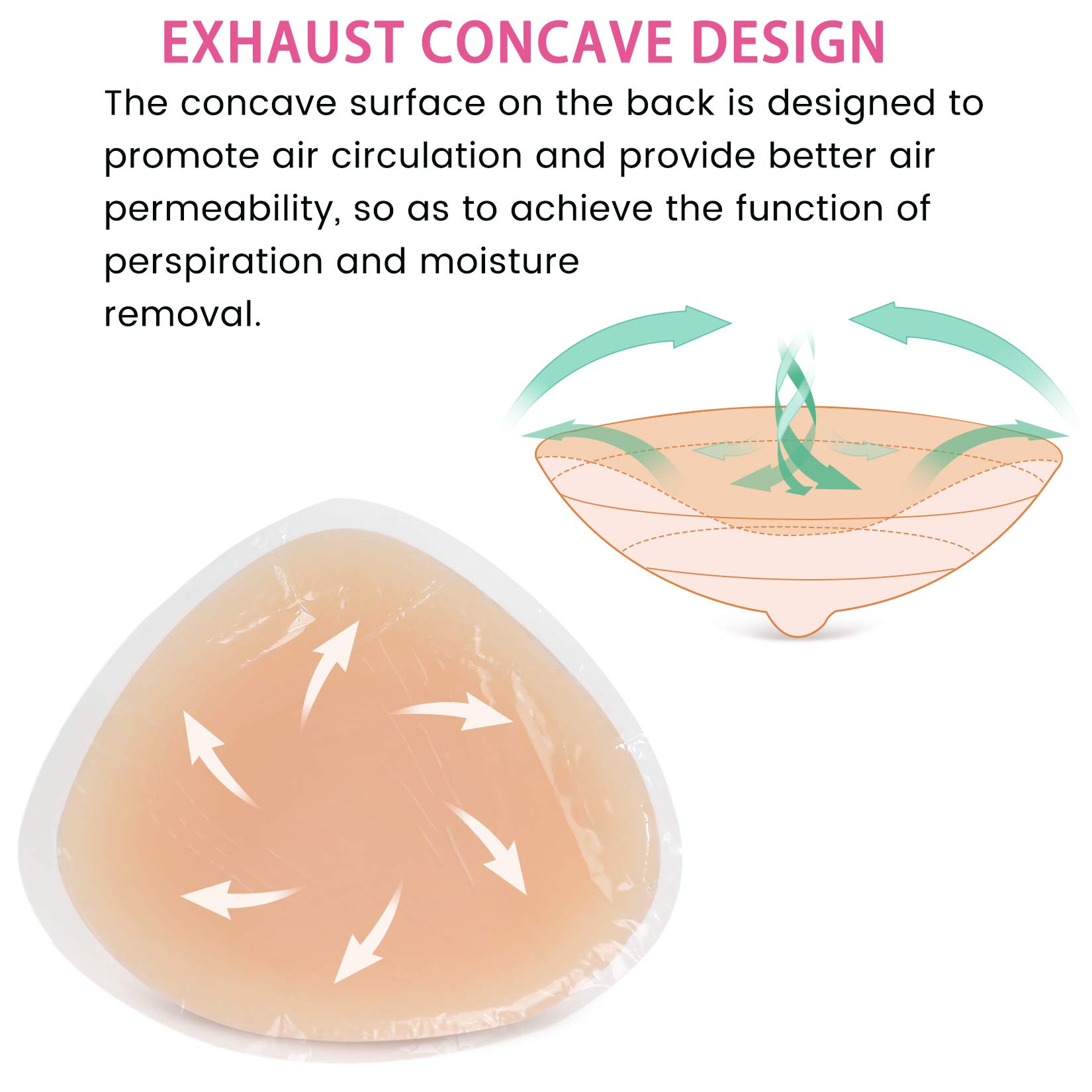 Vollence A Cup Self Adhesive Triangle Silicone Breast Forms Fake Boobs Mastectomy Prosthesis Crossdresser Transgender Bra Pad Enhancers