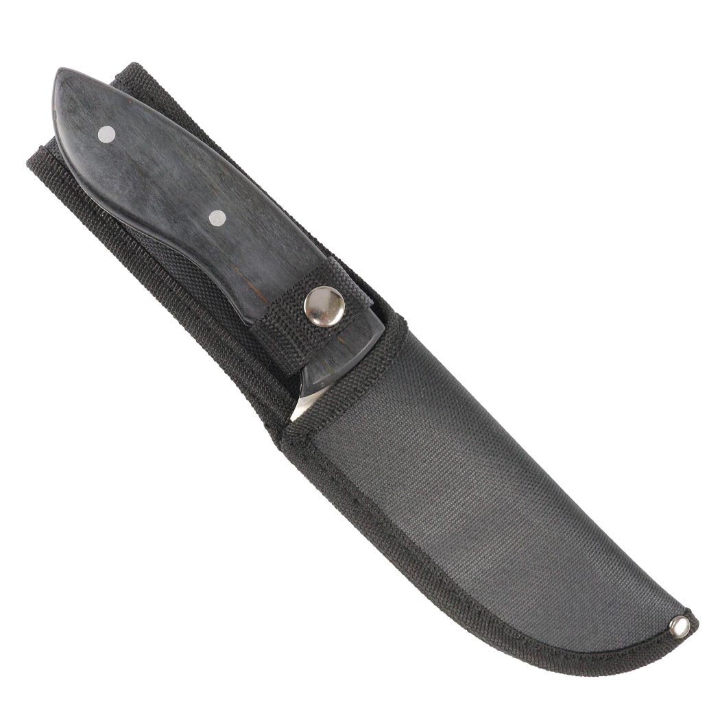 TheBoneEdge Stainless Steel Hunting Knife Ridged Blade Black Handle with Sheath