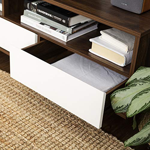 Walker Edison Mid Century Modern 3 Drawer Universal TV Stand for TV's up to 65" Flat Screen Living Room Storage Entertainment Center, 60 Inch, Dark Walnut