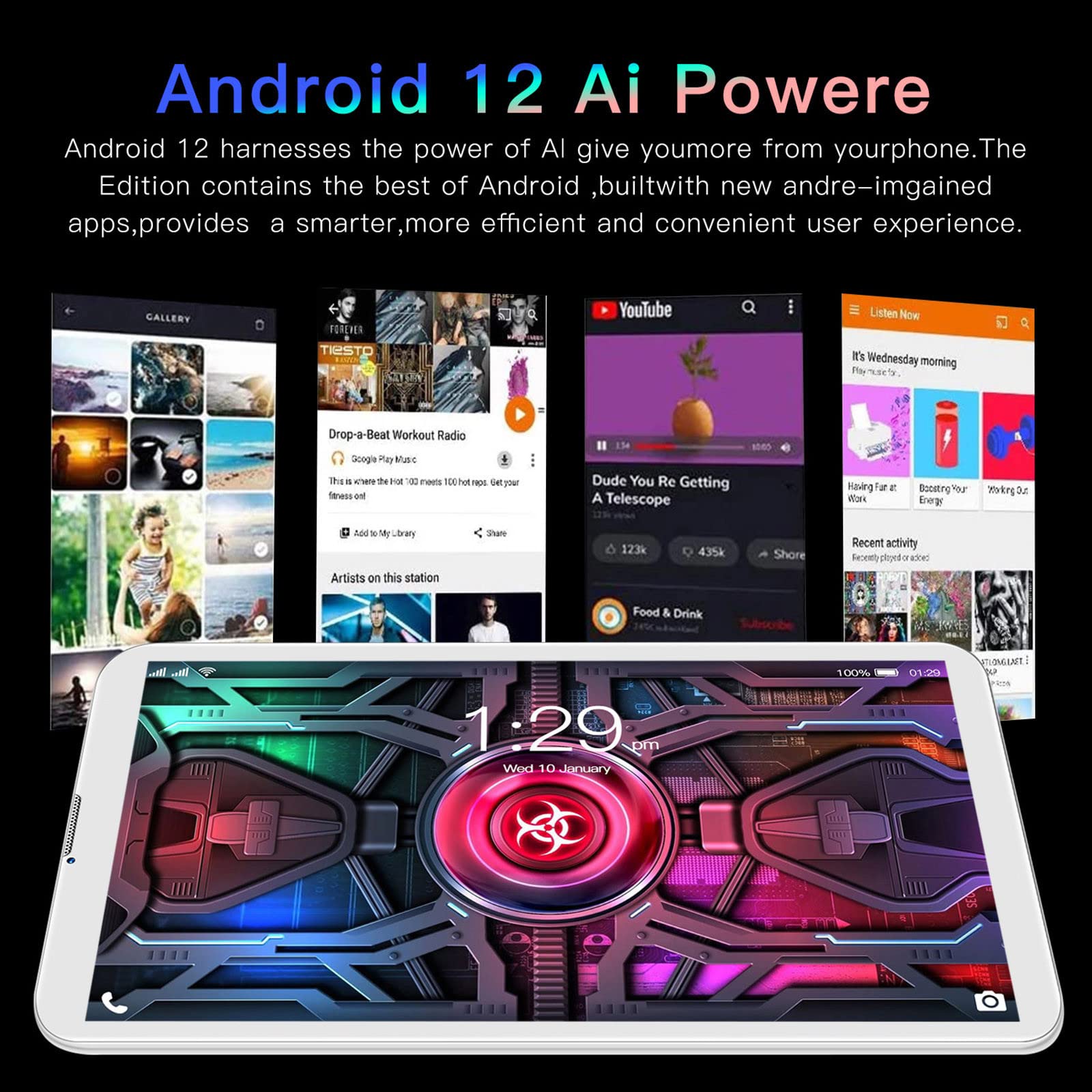 Tablet Computer, N88 Tablet 7.1 Inch Eight Core Smart Tablet Call WiFi 2+16GB Dual Camera Tablet, Supports SIM Communication Function, Holiday Gift (black)