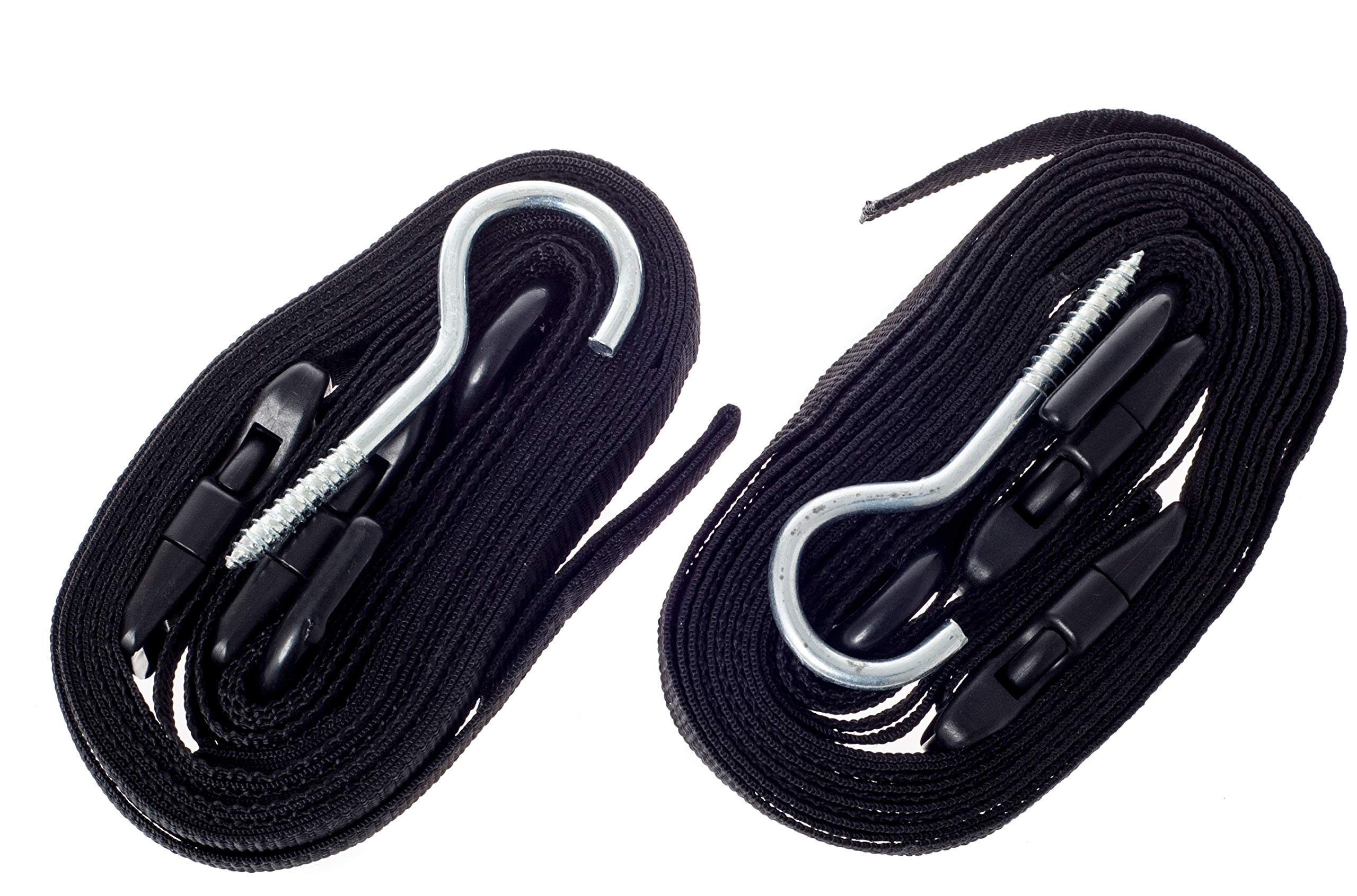 ZUJARA Double Kayak Storage Straps System Comes with 2 Carabiner Paddle Clips - Double Kayak Hanger, Alternative to Kayak Rack for Garage