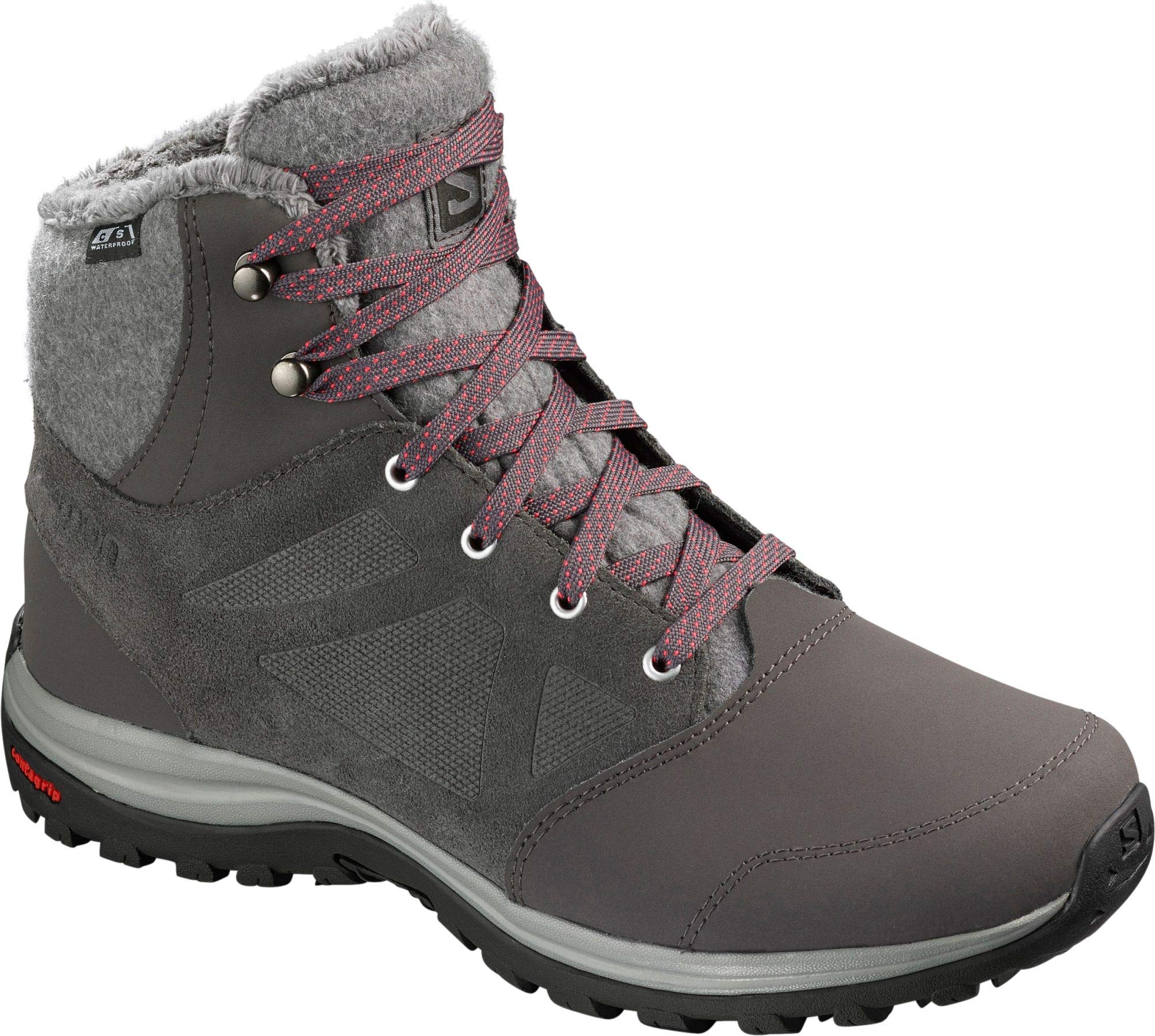 Salomon Women's Ellipse Freeze CSWP Snow Boots, Magnet/Quiet Shade/Hibiscus, 10