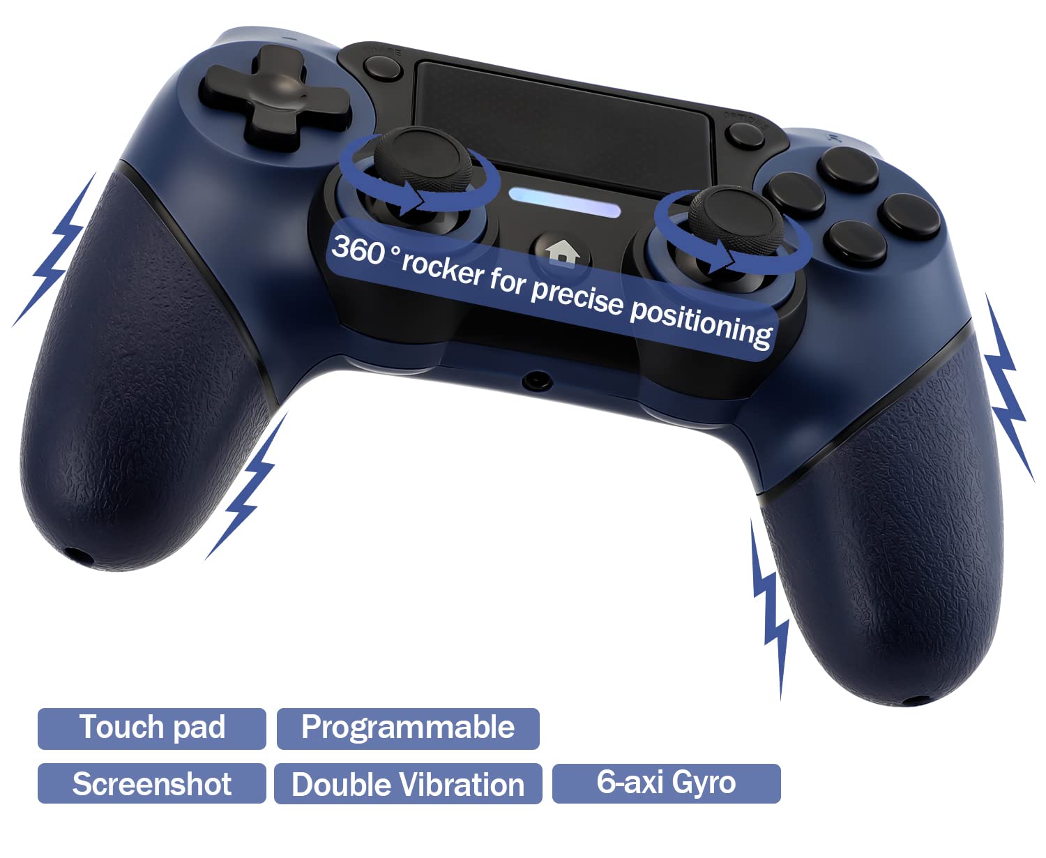 Siomeoar Ps4 Controller Compatible with Ps4 Console Ps4 Pro Ps4 Games PC with Advanced Progammable,Dual Vibration,6-axis Motion Sensor,Turbo Function