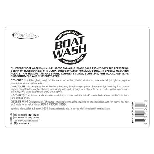 STAR BRITE Concentrated Boat Wash - Biodegradable, Phosphate-Free, Heavy-Duty Boat Soap for All Marine Surfaces - 1 Gallon (080400N)