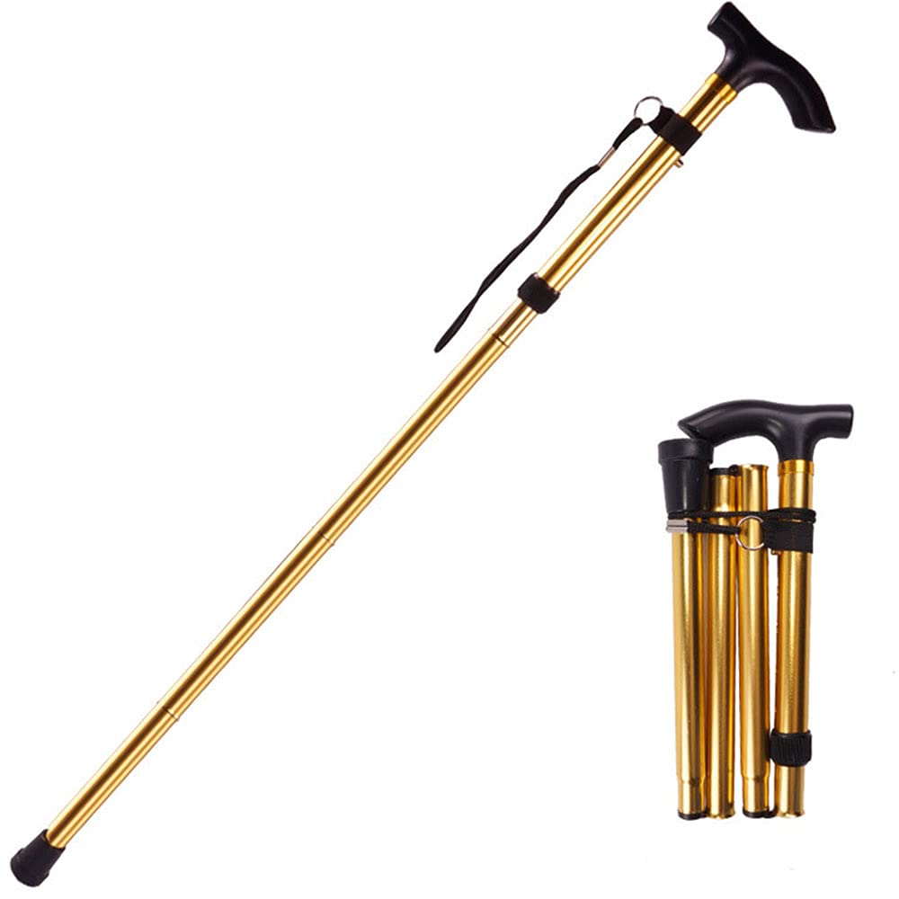 Walking Stick for Men and Women Adjustable Comfortable Handles(Gold)