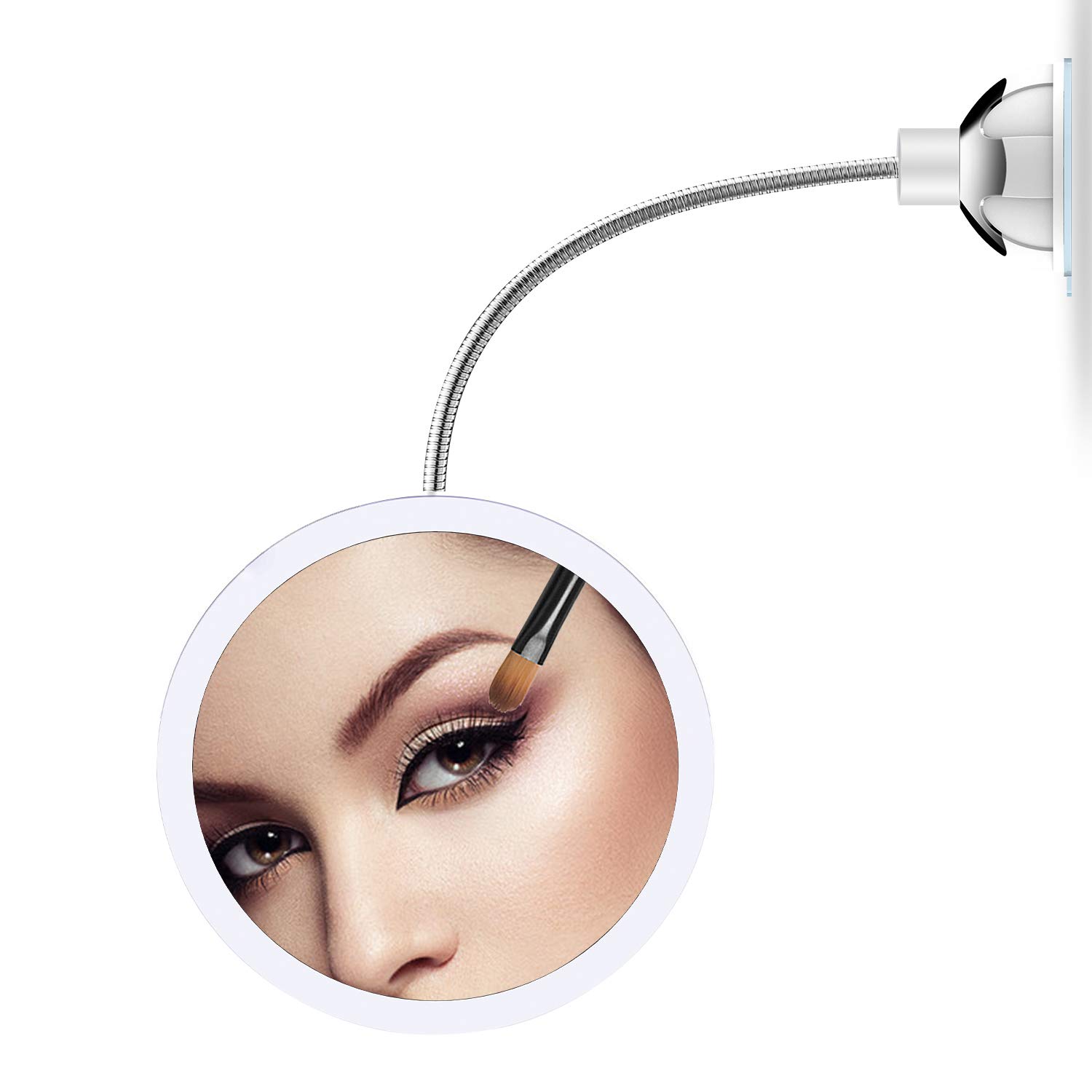 XINBAOHONG LED Lighted Makeup Mirror 10X Magnifying Vanity Mirror with 360 Degree Swivel Rotation Flexible Gooseneck and Locking Suction Cup
