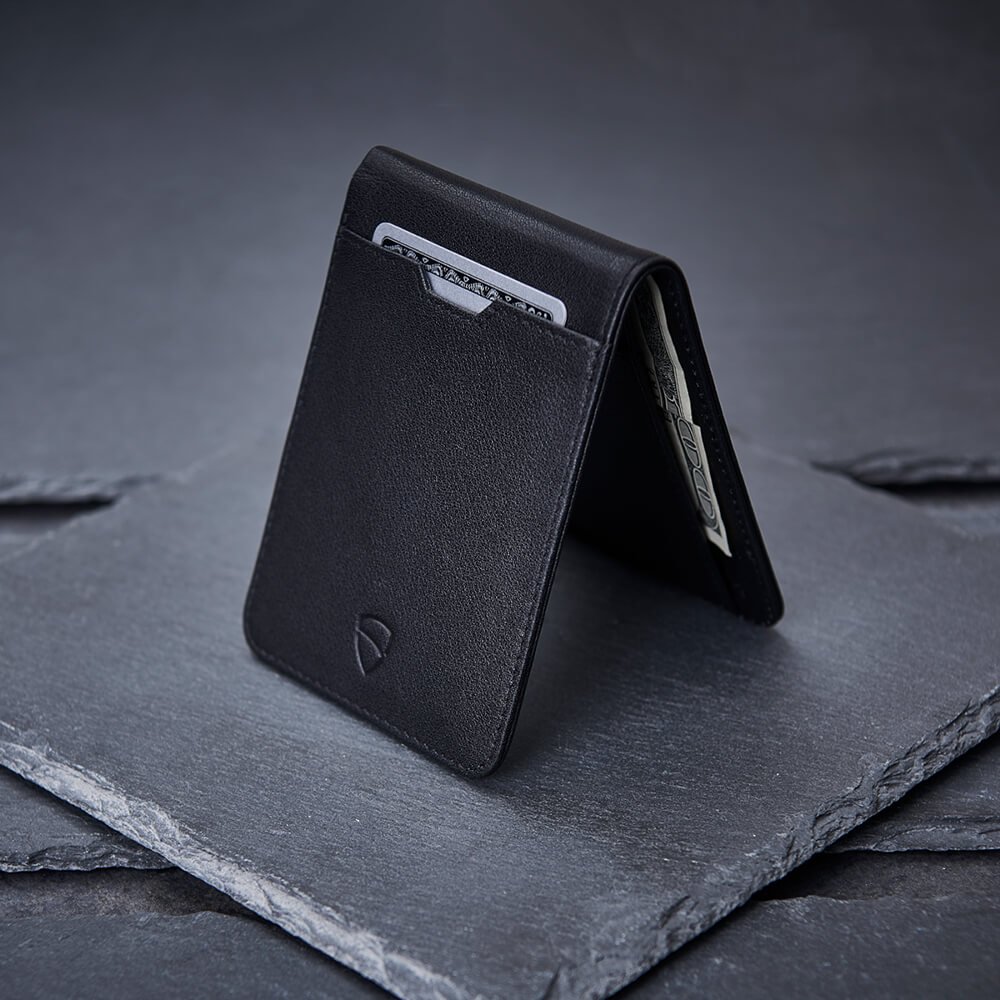 Vaultskin MANHATTAN Slim Minimalist Bifold Wallet and Credit Card Holder with RFID Blocking and Ideal for Front Pocket, Black