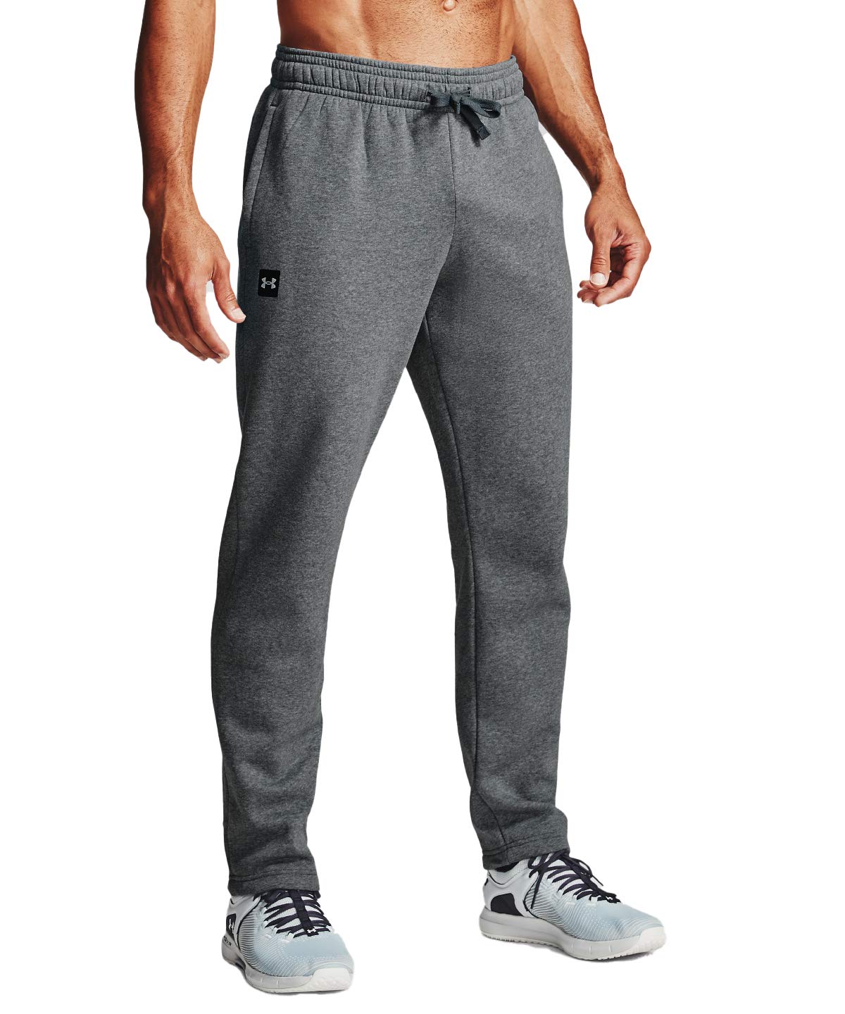Under Armour Mens Rival Fleece Pants , Pitch Gray Light Heather (012)/Onyx White , X-Large