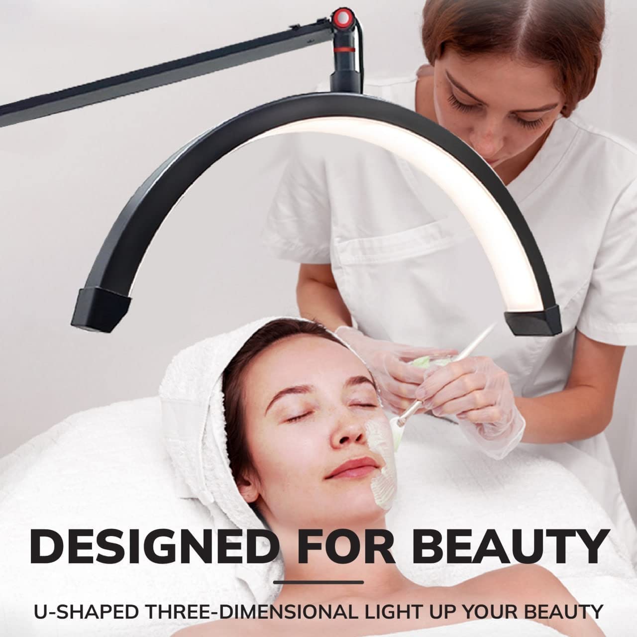 toyshi Adjustable LED Lamp for Beauty Professionals - Ideal for Eyelash Extensions, Tattoos, Nails, Content Creation and Esthetics (Black)