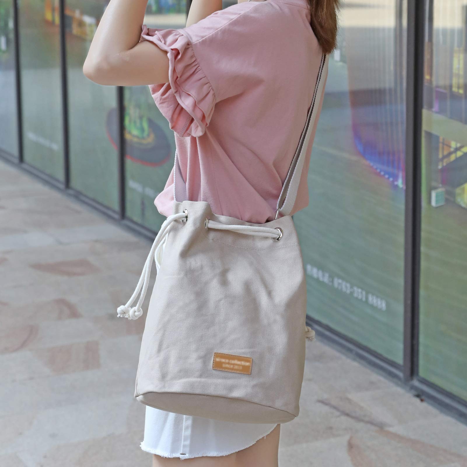 ZORETTO Women Canvas Tote Handbags Casual Shoulder Work Bag Crossbody Bag (Grey)