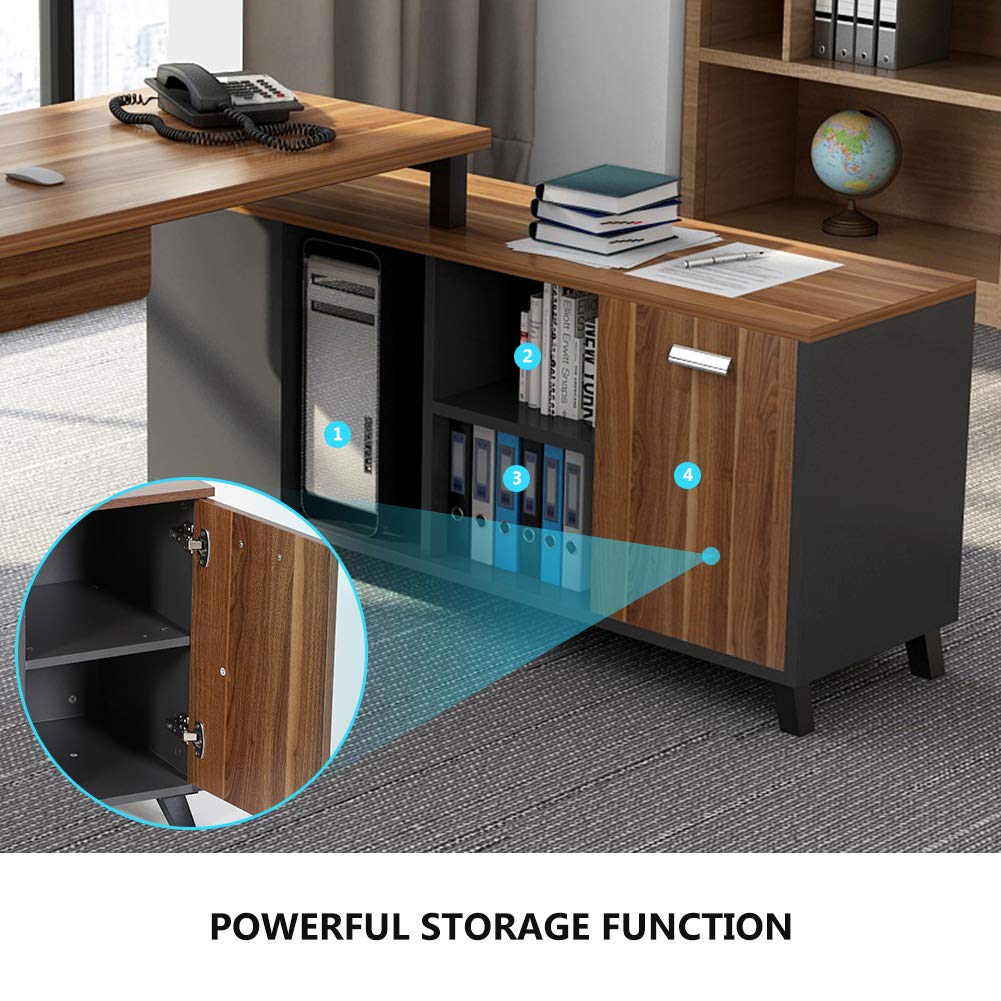 Tribesigns 55 inches Executive Desk with 47" File Cabinet, L-Shaped Computer Desk Home Office Furniture with Storage Shelves, Office Table with Cabinet Combo