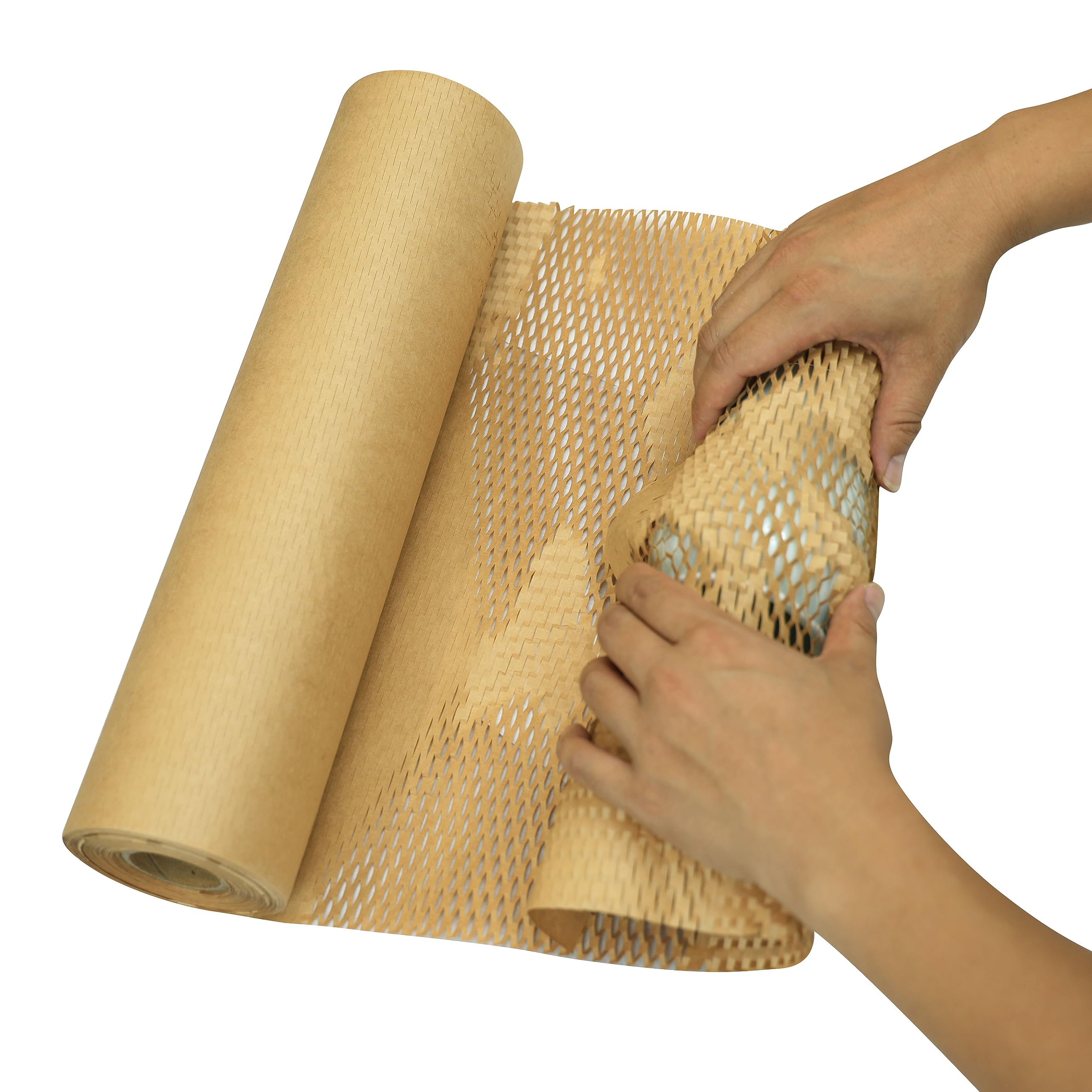 UTOCITY Eco-Friendly Honeycomb Packing Paper, Biodegradable and Recyclable Cushioning Wrap Bubble Paper Roll for Moving Shipping Packaging Gifts, Includes 20 Fragile Sticker Labels