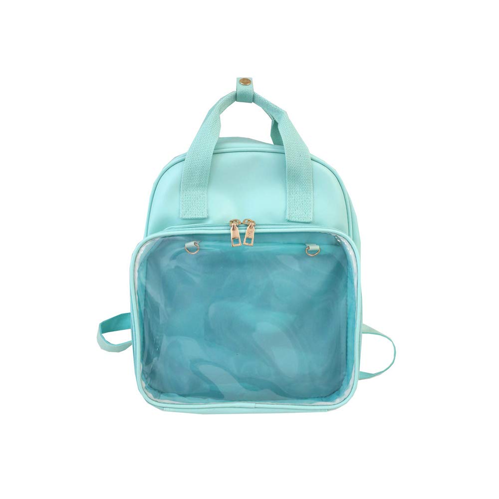 UULMBRJ Ita Bag Backpack Pins Display Purse Large Capacity Daypack Clear Window Candy Color Cute Bag , Green ,1