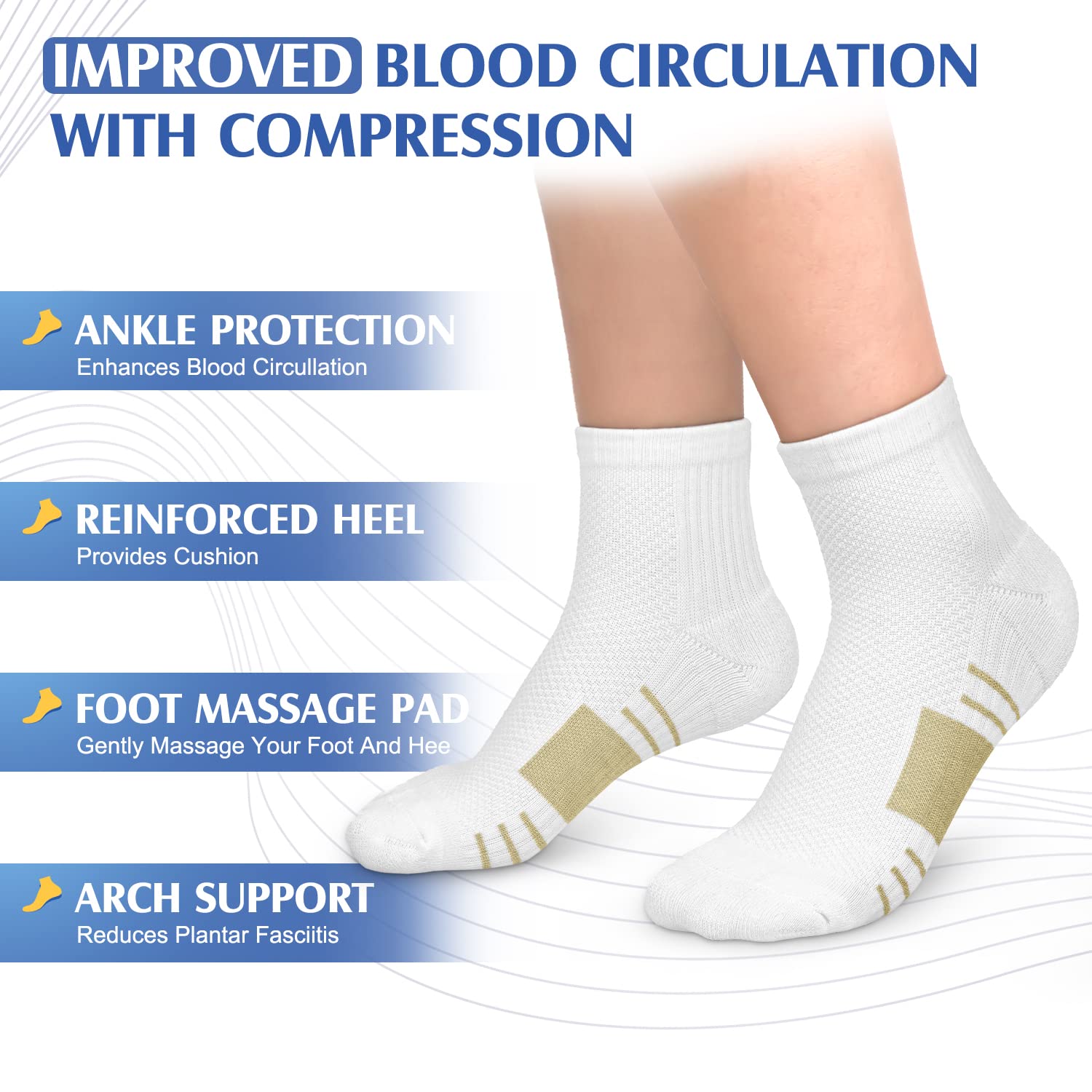 yeuG Copper Compression Socks for Men & Women Circulation- Arch Ankle Support for Athletic Running Medical Cycling (Small-Medium, A05-gray ankle -5 pairs)