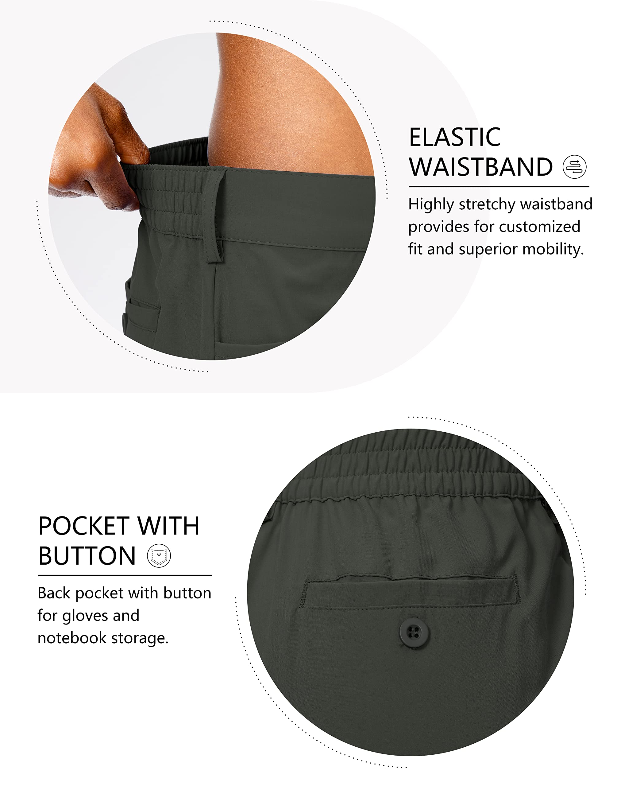 Women's Golf Hiking Shorts Lightweight Quick Dry 9" Cargo Bermuda Long Shorts (Black, XXL-New)