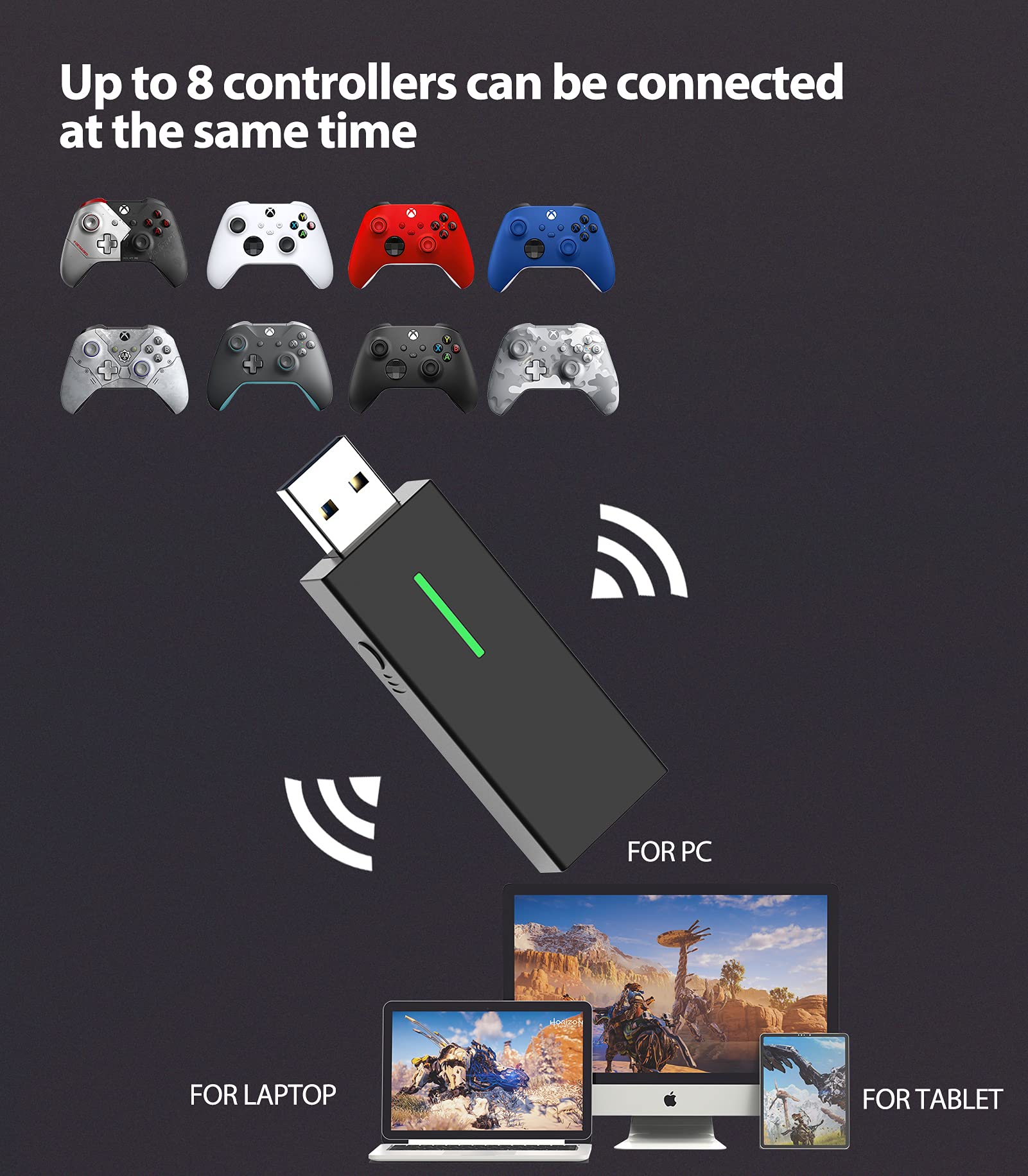 YCCTEAM Wireless Adapter Compatible with Xbox One Controller Wireless, Wireless Receiver with Driver on Windows 11/10/8.1