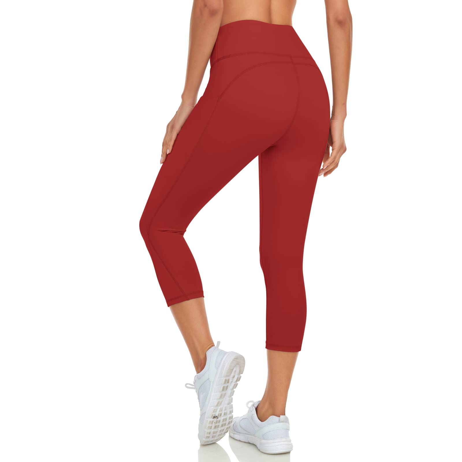 UURUN High Waisted Leggings for Women, Mesh Yoga Pants with Pockets, Tummy Control, Squat Proof, for Workout, Running, Stone Blue, L