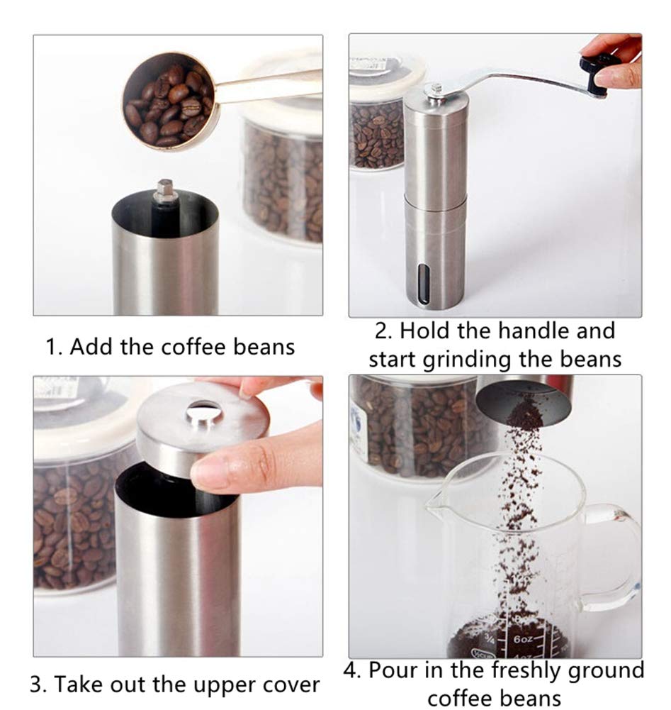 SFXFJ Manual Burr Coffee Grinder - Adjustable Settings for French Press, Espresso, Drip Coffee, Turkish Brew - Stainless Steel Handheld Grinder