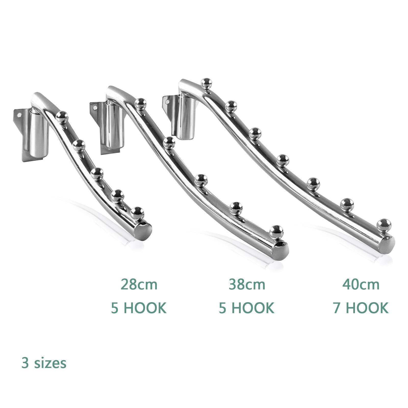 Wall Hangers for Clothes Stainless Steel, Clothing Rack Folding, 2 Pack Wall Mount Laundry Hangers Metal Closet Rod Storage with Swing Arm Wardrobe Organizer Coat Hook for Bathroom, Bedroom, Kitchen