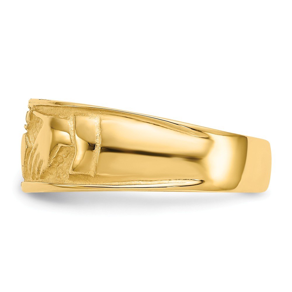 Solid 14k Yellow Gold Ladies Irish Claddagh Celtic Ring Band Size 9
