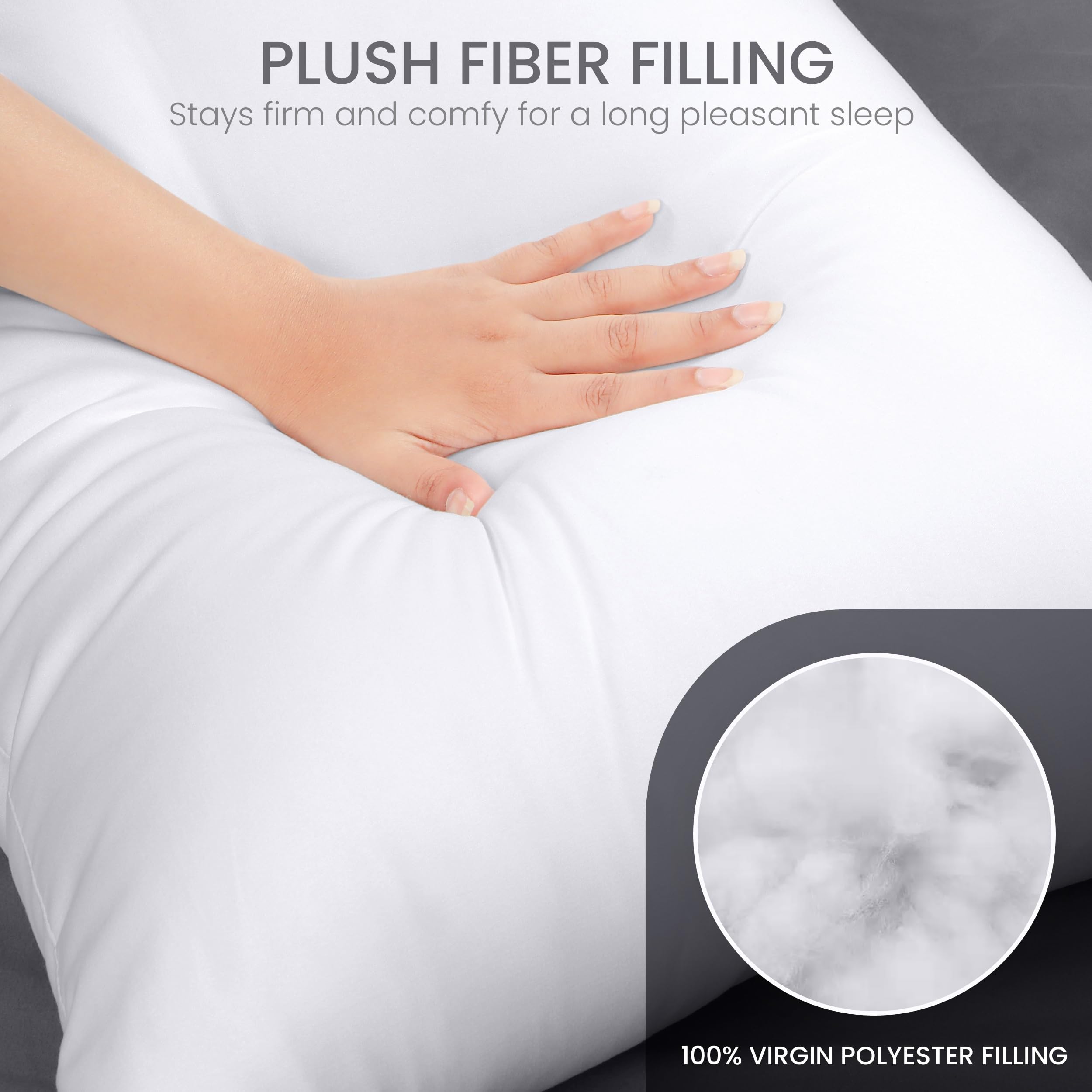 Utopia Bedding Full Body Pillow for Adults (Pack of 6, White), 20 x 54 Inch Long Pillow for Sleeping, Large Pillow Insert for Side Sleepers