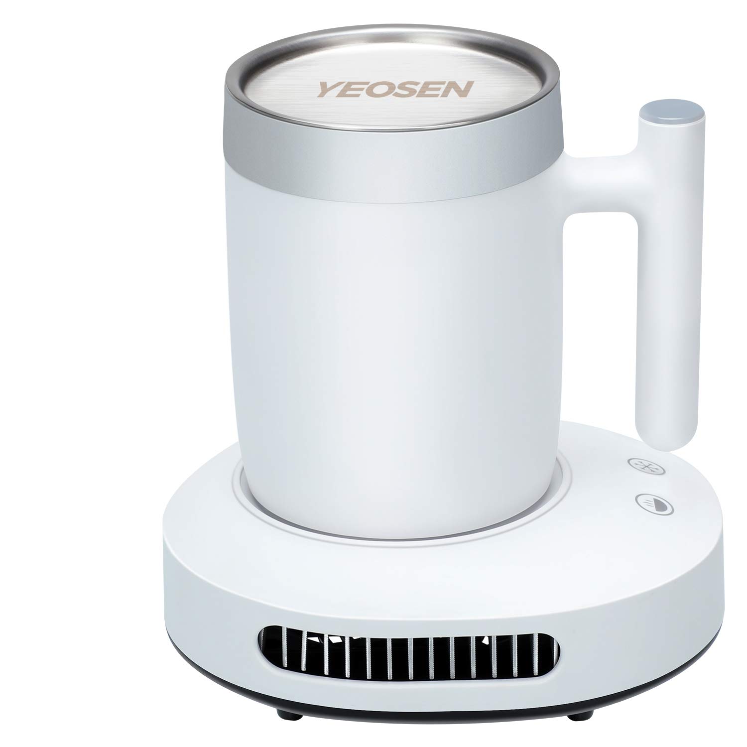 YEOSEN Coffee Mug Warmer and Cooler - 2 in 1 Beverage Warmer and Drink Cooler with Mug, Auto Shut Off Mug Cooler and Warmer for Office Desk Use (Up to 131F or 46F), White
