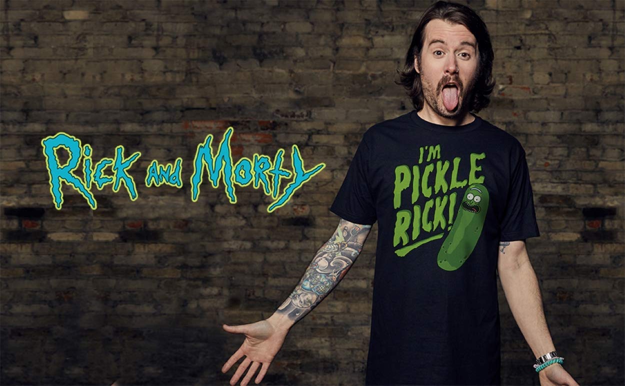 Ripple Junction Rick and Morty Men's Short Sleeve T-Shirt Pickle Rick Medium Black