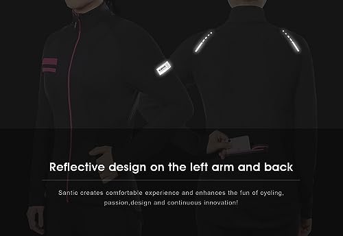 Santic Women Bike Fleece Jackets Coat Windproof Reflective Thermal Soft Shell Cycling Winter Biking Jacket