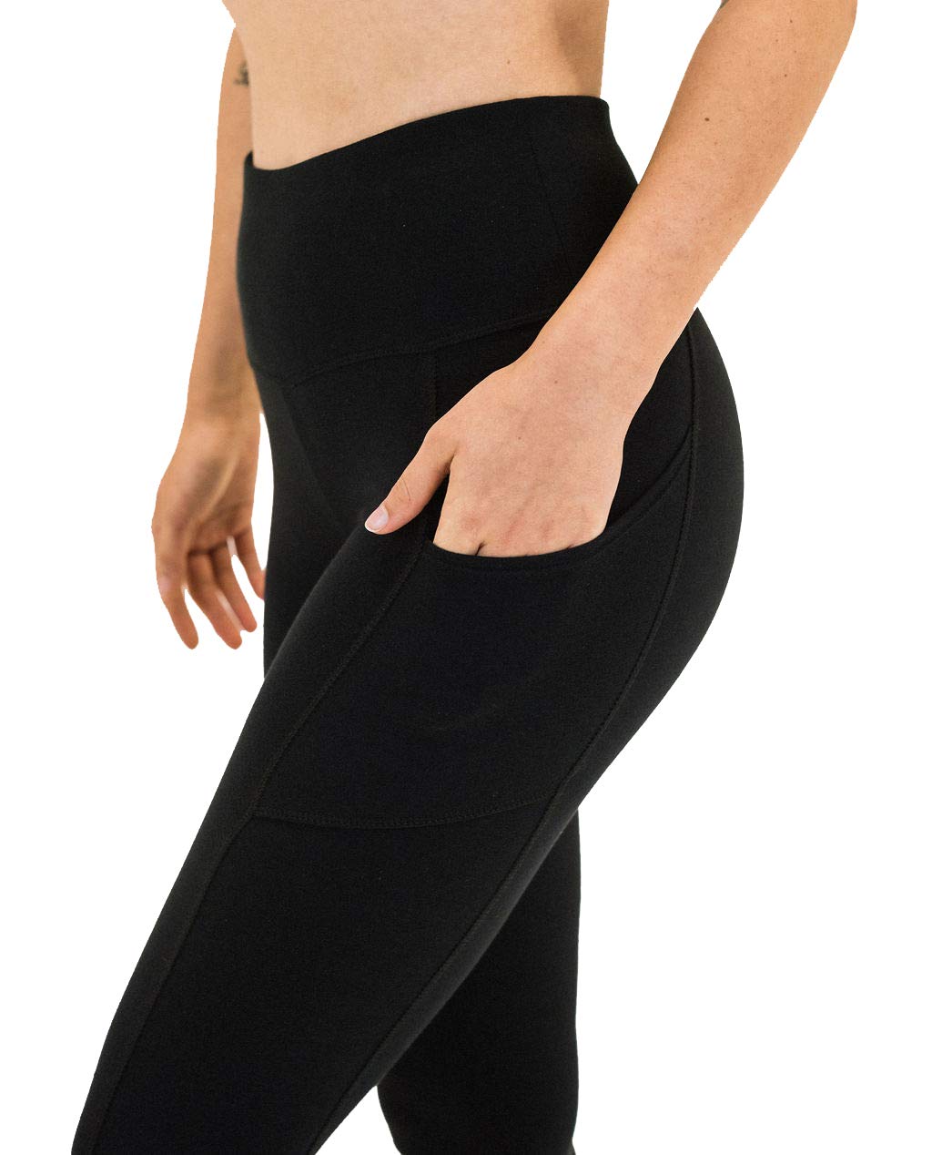 Spalding Women's Activewear Cotton Spandex 19" Inseam Capri Legging with Pocket, Black, S