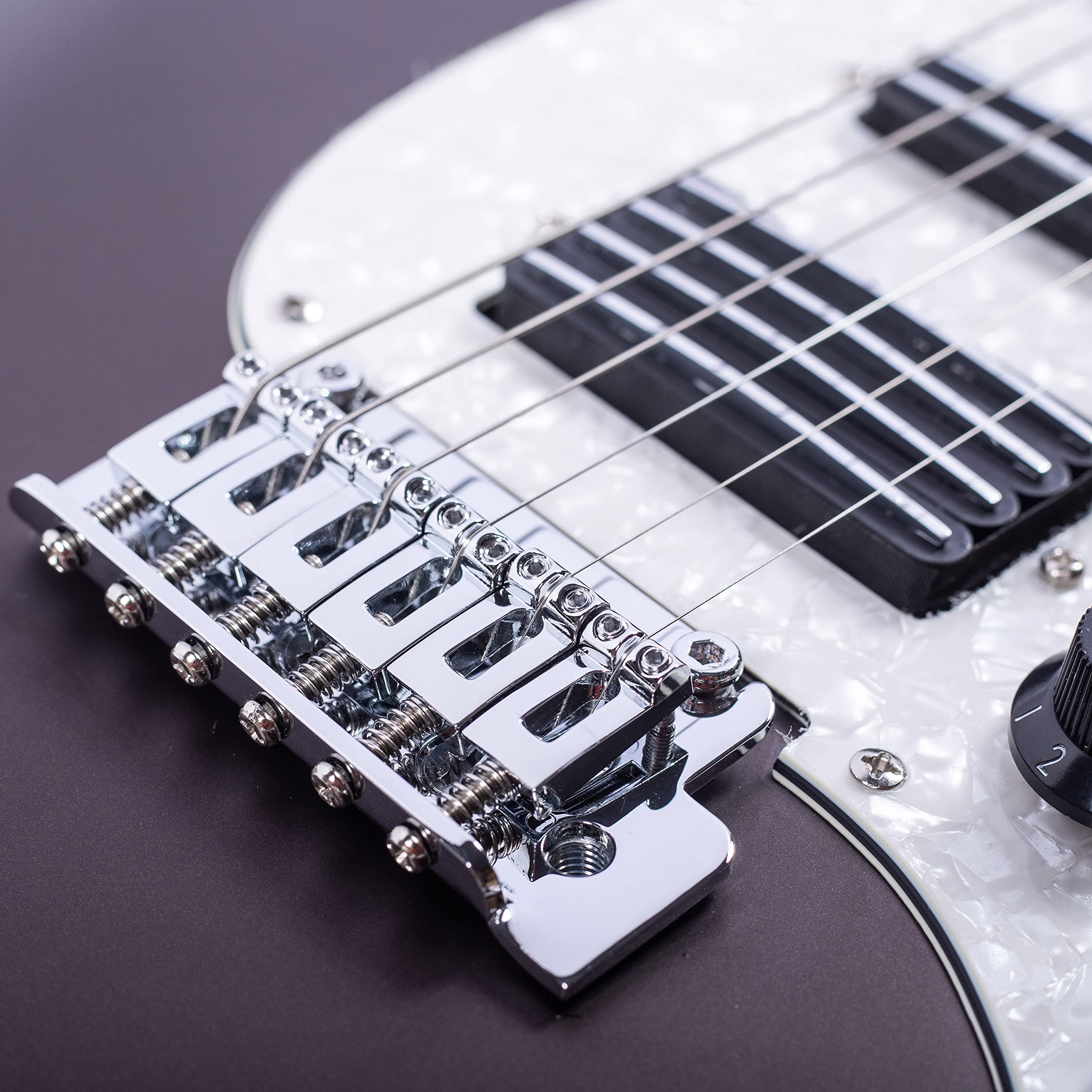 Volgoa VVS 6-String Solid Body Electric Guitar with Alder Body,Stainless Steel Frets,Featuring Tremolo System, with Plastic Pearl Pickguard and String Tree (Metallic brown)