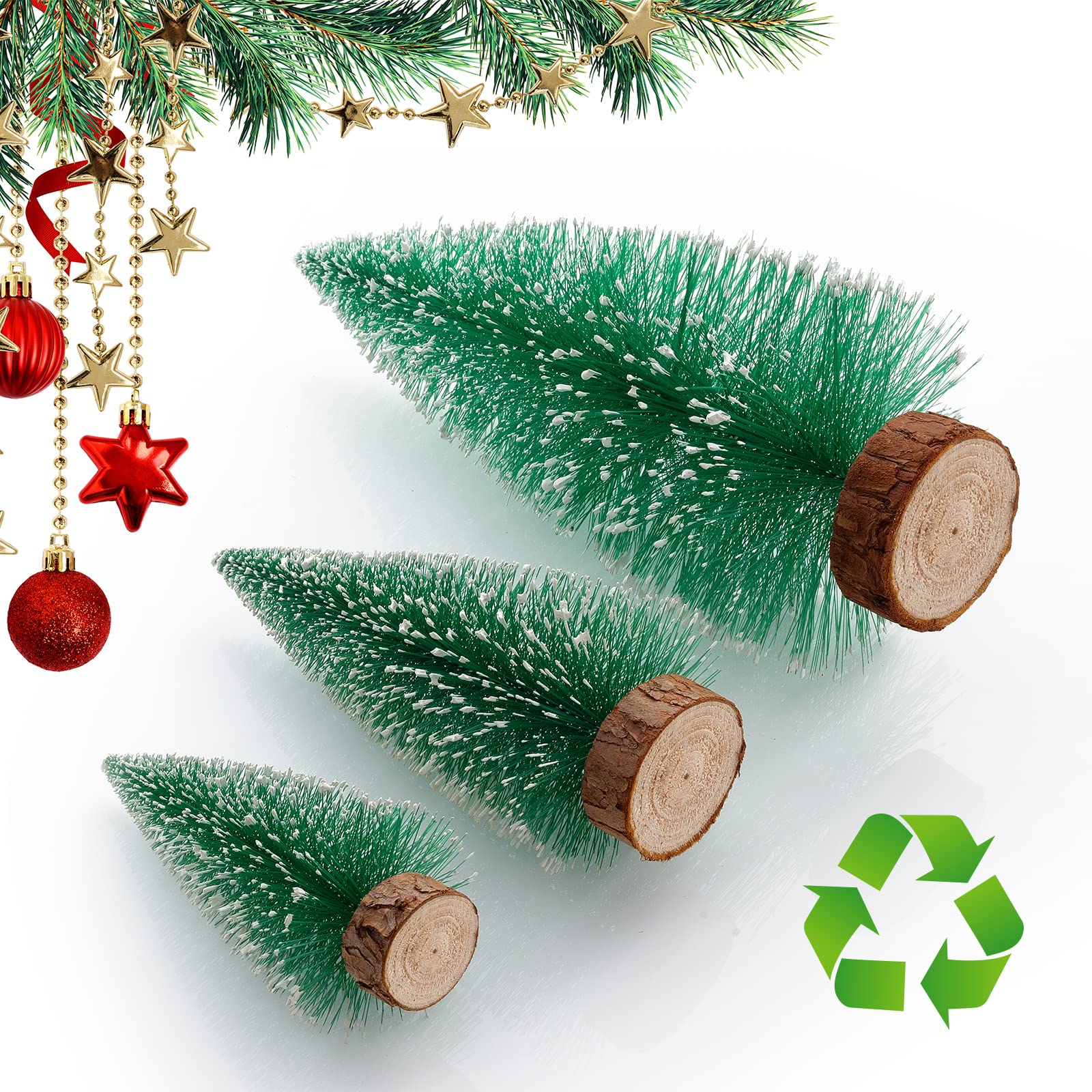 TIME APPIS Small Christmas Tree with Lights, Mini Christmas Tree Table Top Decorations, Desktop Miniature Pine Tree Xmas Holiday Decor, 3Pcs with Light