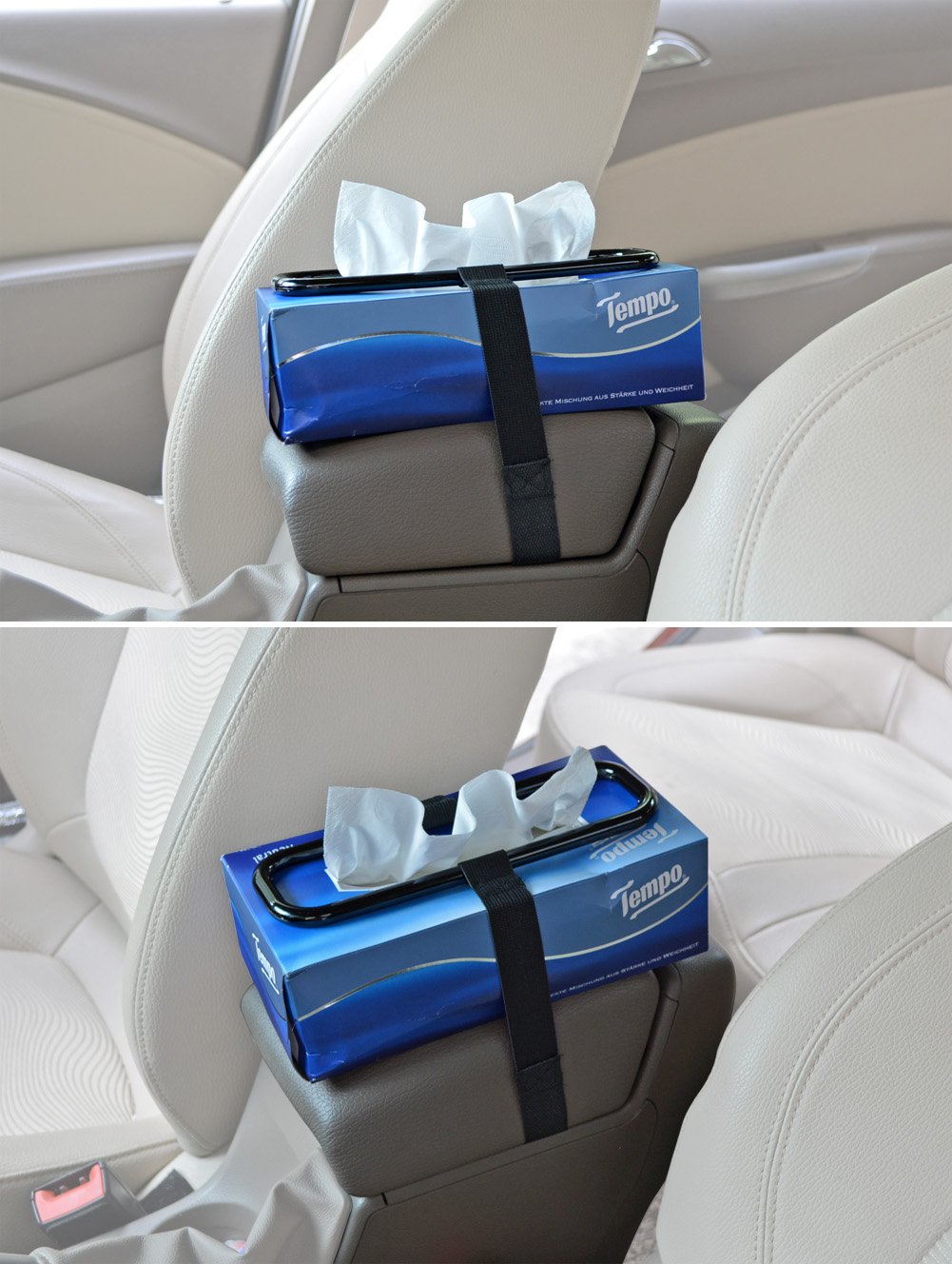Tianmei Auto Accessories Car Sun Visor Tissue Box Holder Paper Towel Napkin Box Cover Seat Back Bracket Portable Car Mount Organizer (Black)
