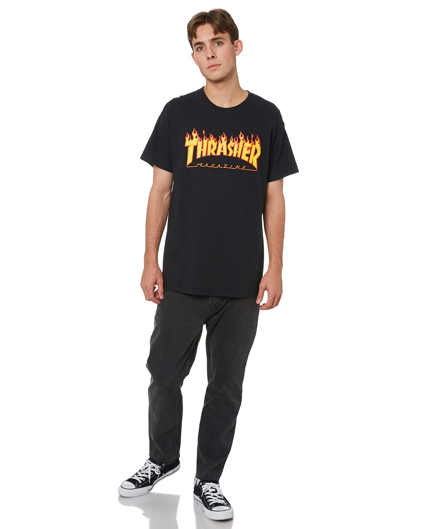 Thrasher Flame Logo T-Shirt Black Medium