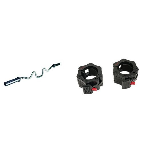 Sunny Health & Fitness 48" Olympic Super Curl Bar with Ring Collars - OB-48