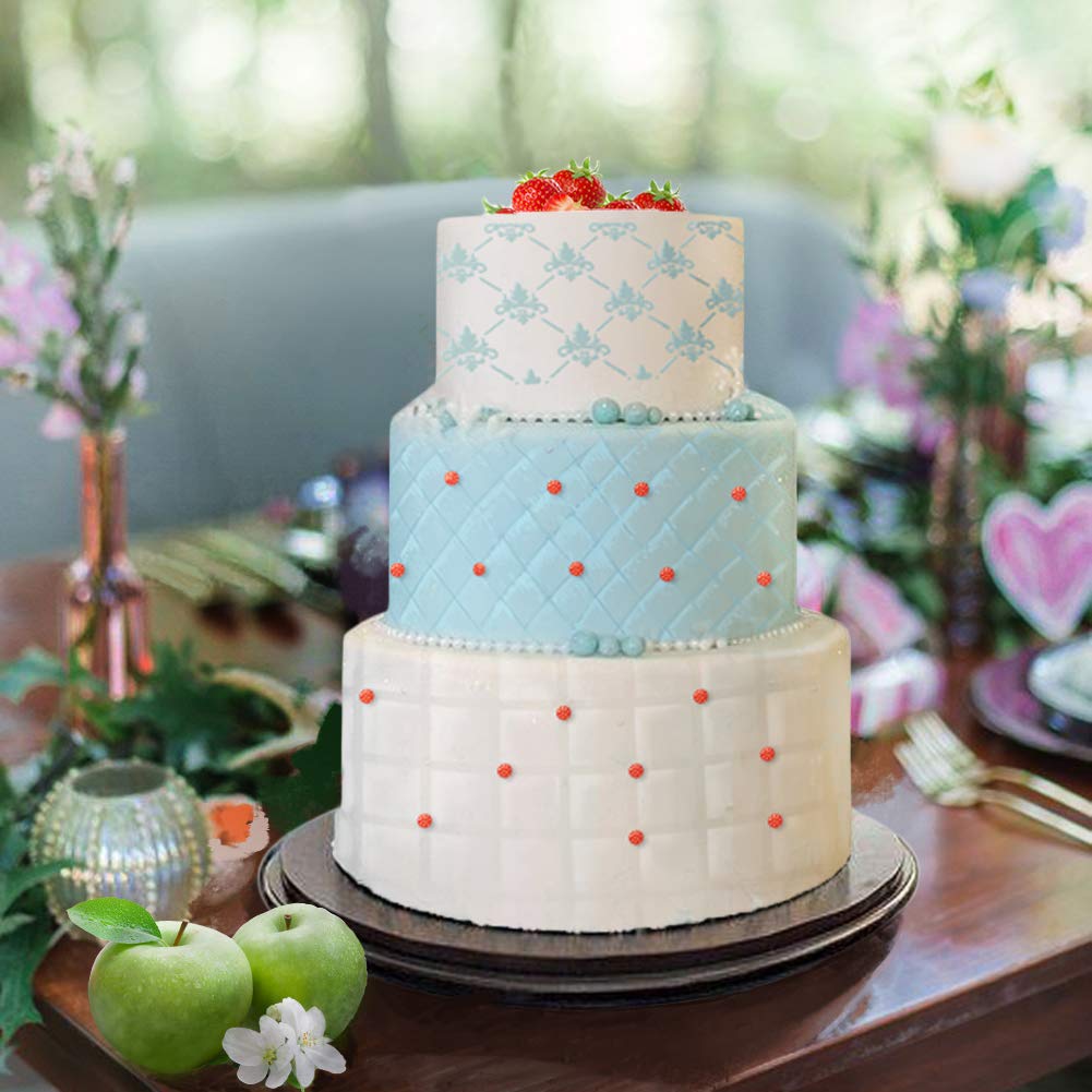 Wedding Cake Stencil Template, Kissbuty 5 Pcs Cake Decorating Embossing Plastic Spray Floral Cake Cookie Fondant Side Baking Mesh Stencil Mat Wedding Decor Tools (Diamond Quilted Grid Texture)