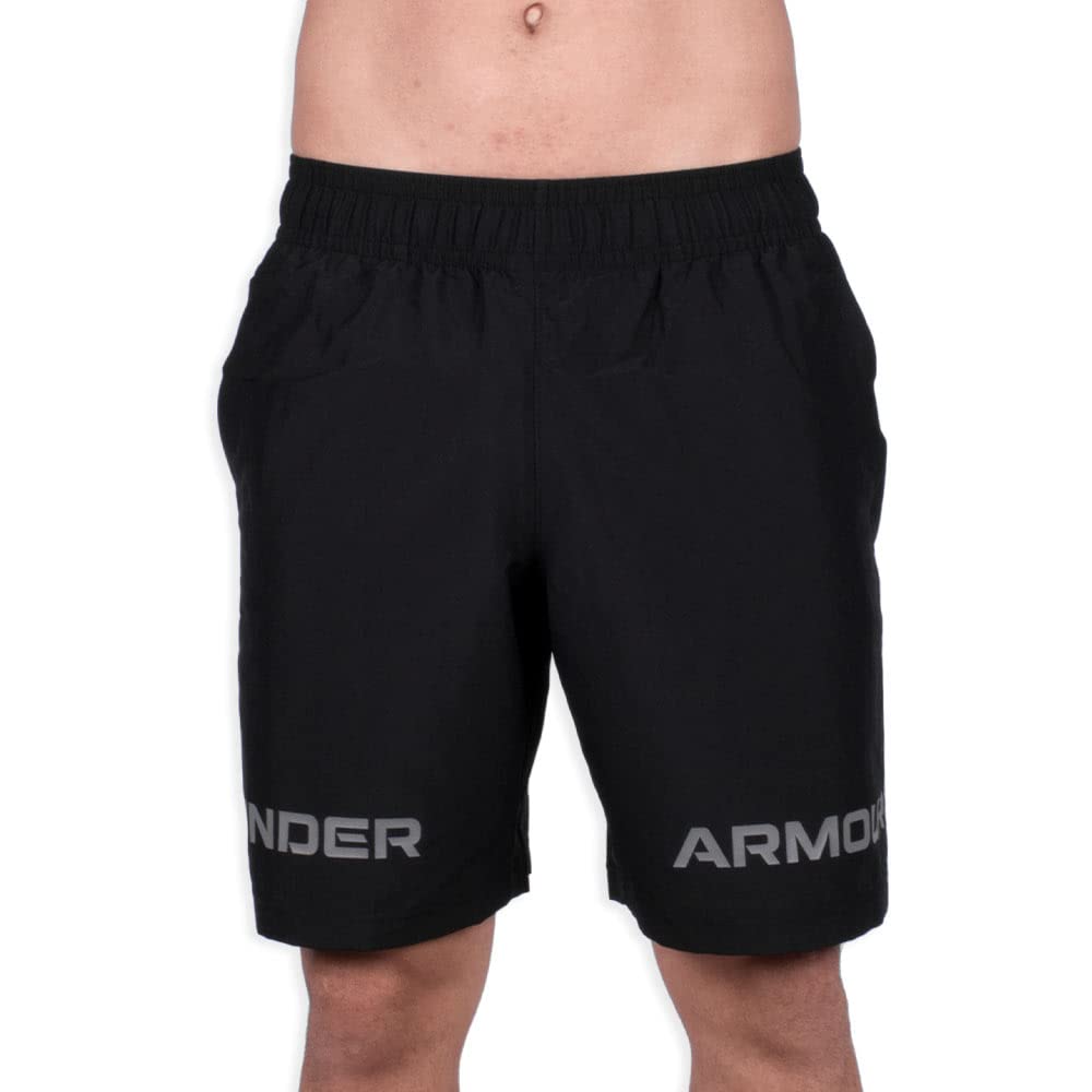 Under Armour Woven Graphic Wordmark Shorts, Black (001)/Pitch Gray, Large