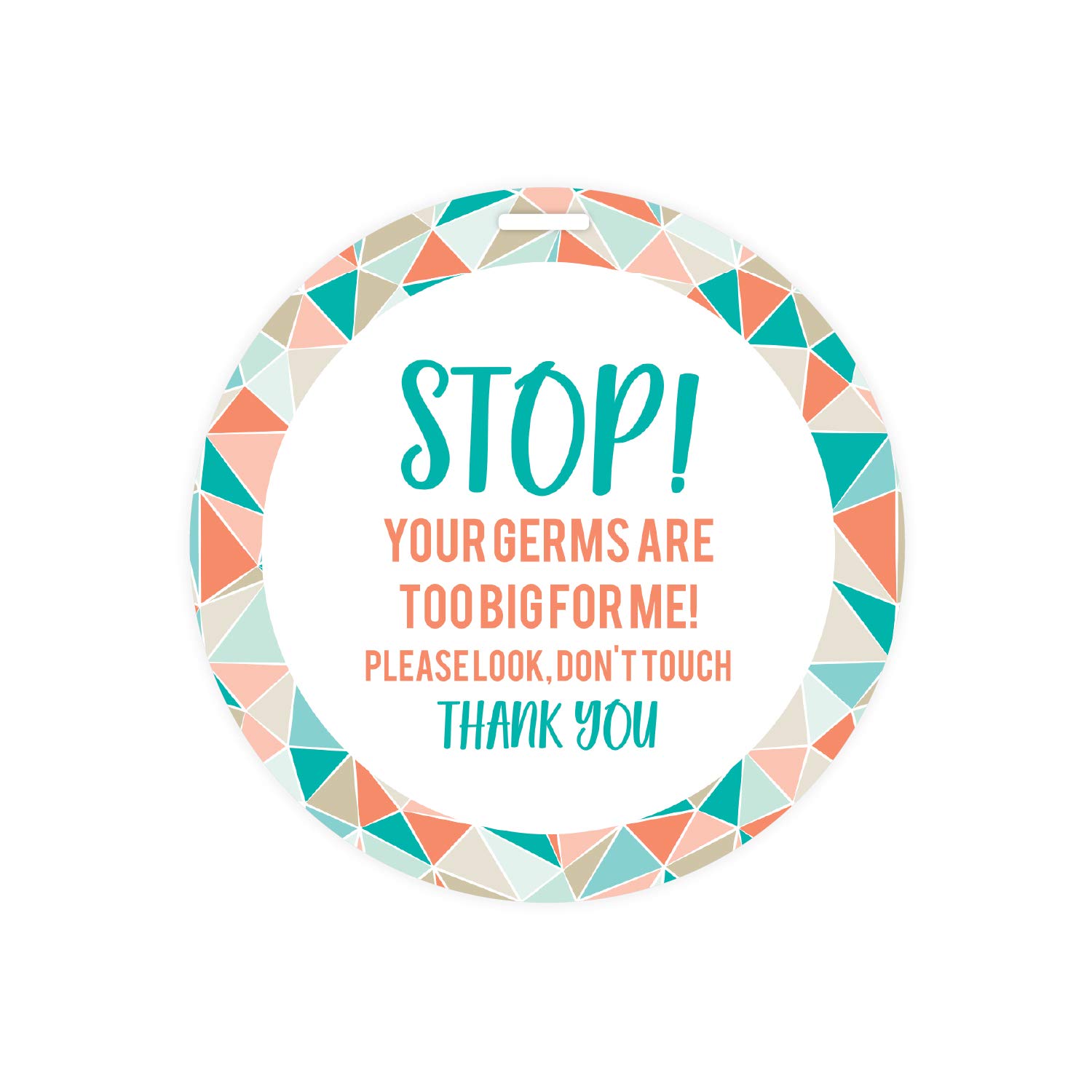 Teal And Coral Geometric Pattern No Touching Baby Car Seat Sign/Modern Gender Neutral Stop Baby Stroller Tag