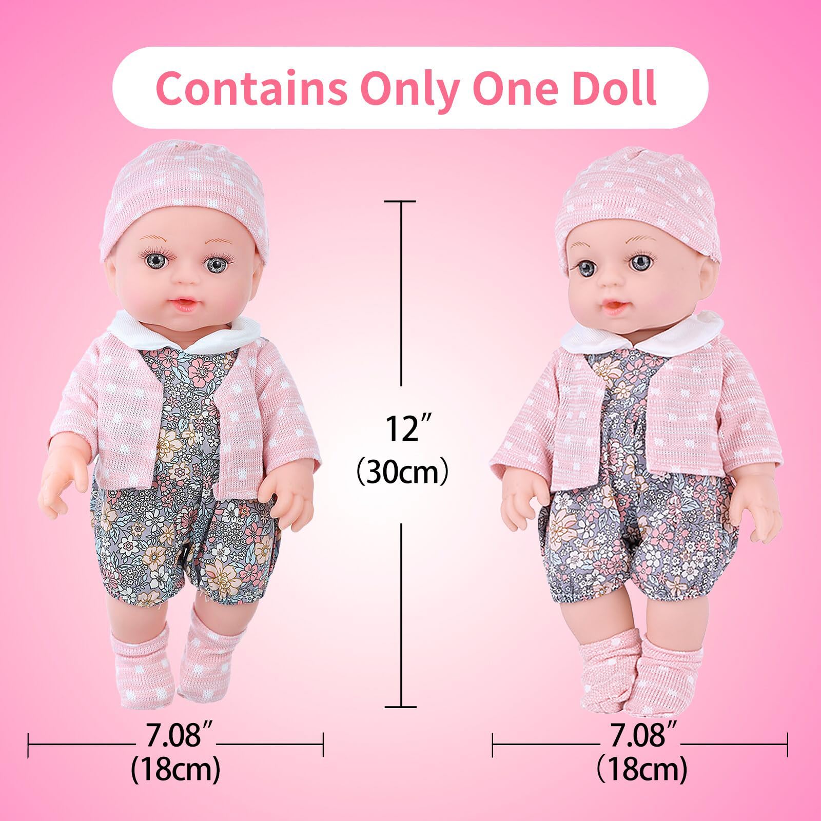UZIDBTO Realistic Baby Doll Set in Gift Box - 12 Inch Newborn Alive Baby Doll with Accessories and Clothes with Pacifier Feeding Bottle Diapers Hat Bib Socks Stuff Gift Idea for Ages 3+
