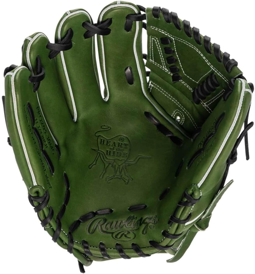 Rawlings | HEART of The HIDE Baseball Glove | Right Hand Throw | 11.75" - 2 Pc. Solid Web | Military Green