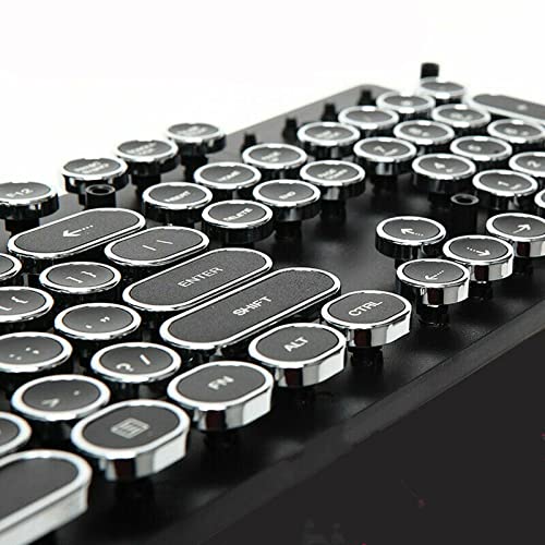 Yindiao Typewriter Keyboard, Mechanical Gaming Keyboard, Aluminium Alloy Body with 104 Keys, Black