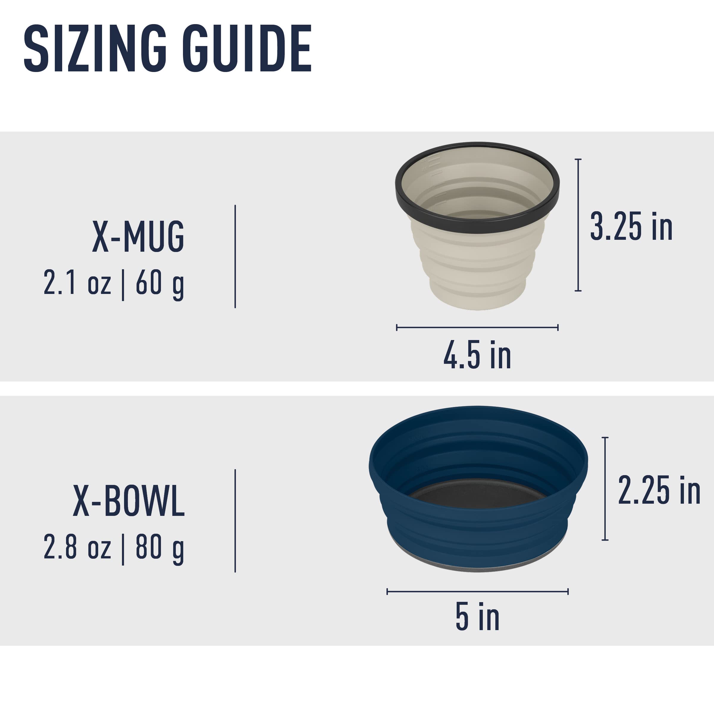 Sea to Summit X-Set Collapsible Camping Dinnerware Set with Zippered Pouch, 2pc (Mug & Bowl), Royal Blue/Orange