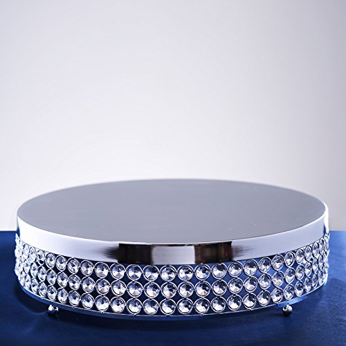 TABLECLOTHSFACTORY Grand Wedding Beaded Crystal Metal Cake Centerpiece Stand Wedding Birthday Party Cake Display Stand - 15.5" Diameter