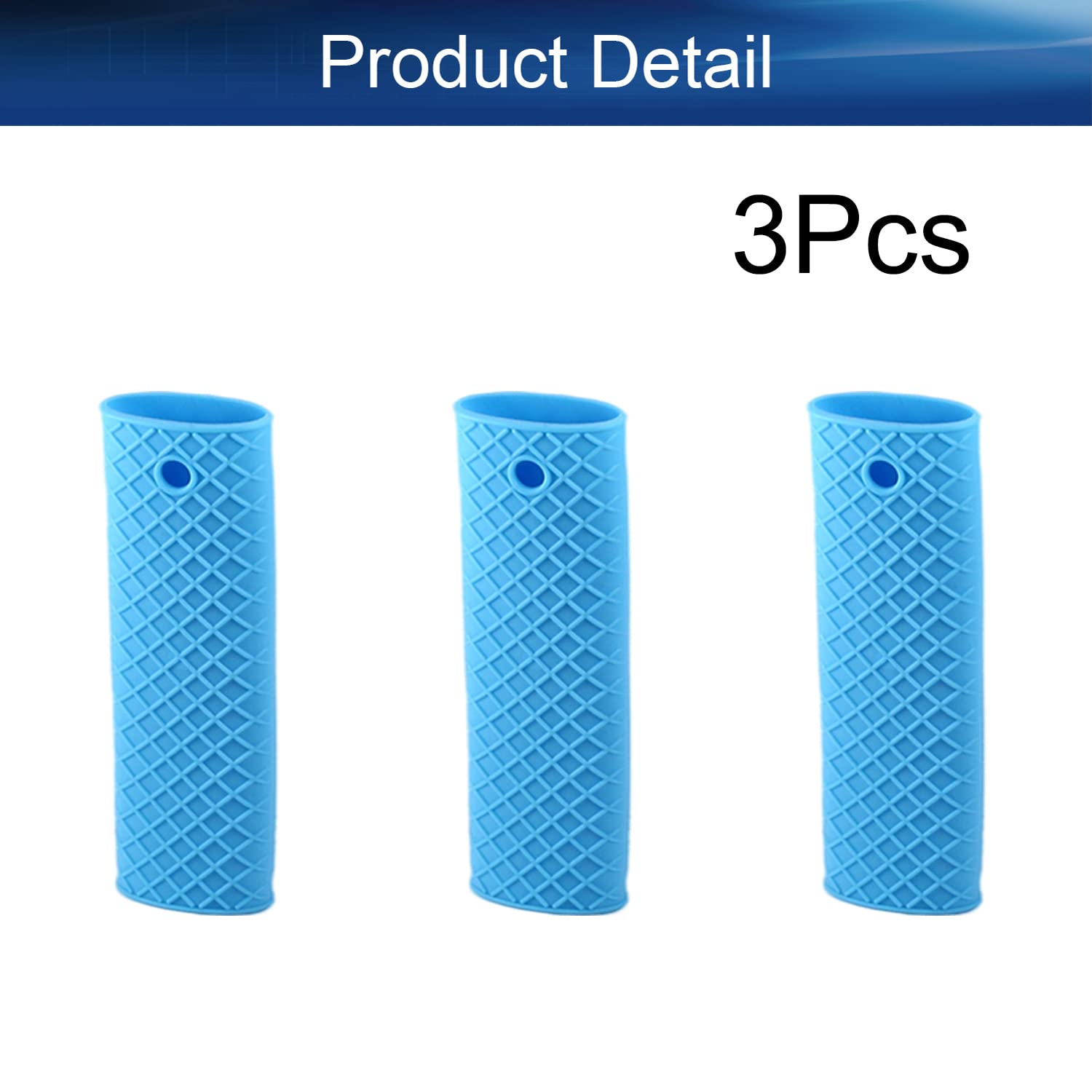 Yinpecly 3Pcs Silicone Hot Handle Holder Rubber Pot Sleeve Heat Resistant Kitchen Potholders for Cast Iron Pans, Metal Frying Pans, Skillets, Griddles, Blue