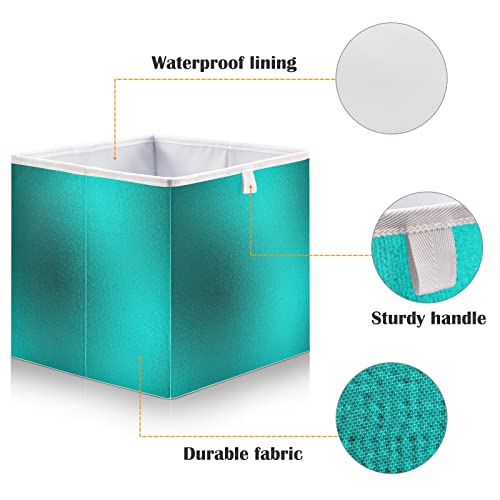 Teal Storage Basket Storage Bin Square Collapsible Nursery Hamper Decorative Storage Boxes Organizer for Nursery Toys Kids Room