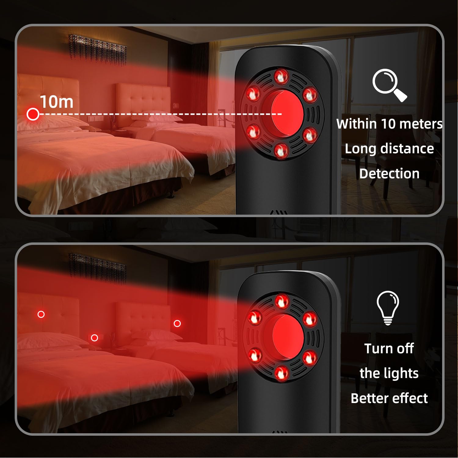 YYLUUT Hidden Camera Detectors Anti Spy Detector Hidden Devices Spy Camera Bug Detector, Privacy Protector, GPS Tracker Detector Wireless Signa Anti-Sneak Anti-Monitoring Scan Tracker Detector