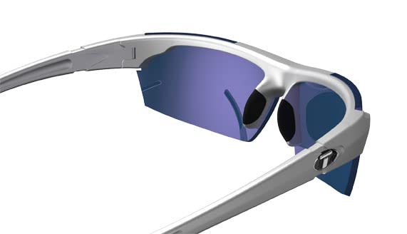 Tifosi Jet 0210400677 Wrap Sunglasses,Metallic Silver Frame/Smoke Blue Lens,One Size