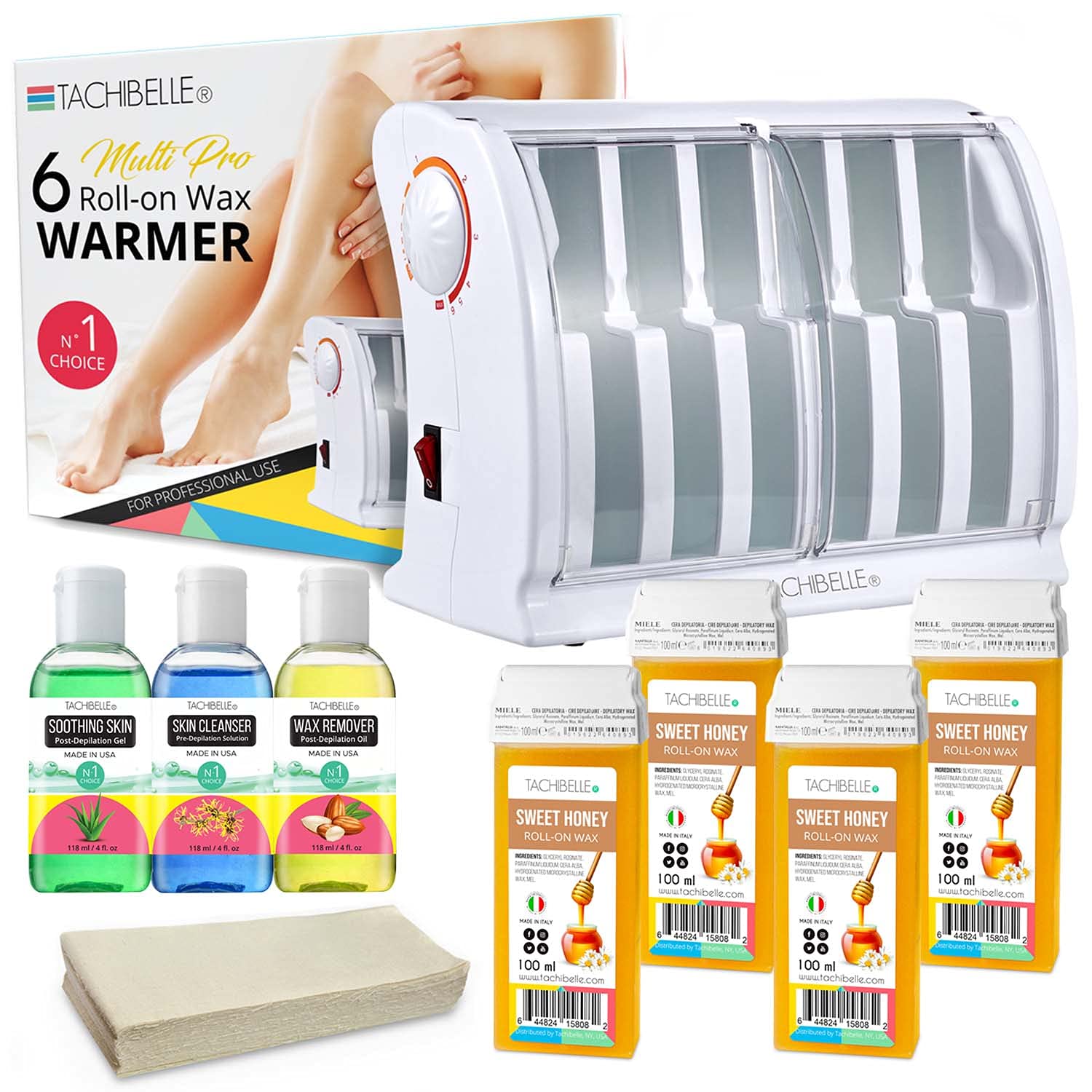 Tachibelle Professional Kit Ultimate 6 Cartridge Roll on Wax Warmer Heater For Hair Removal Epilatory Machine (Warmer Kit)