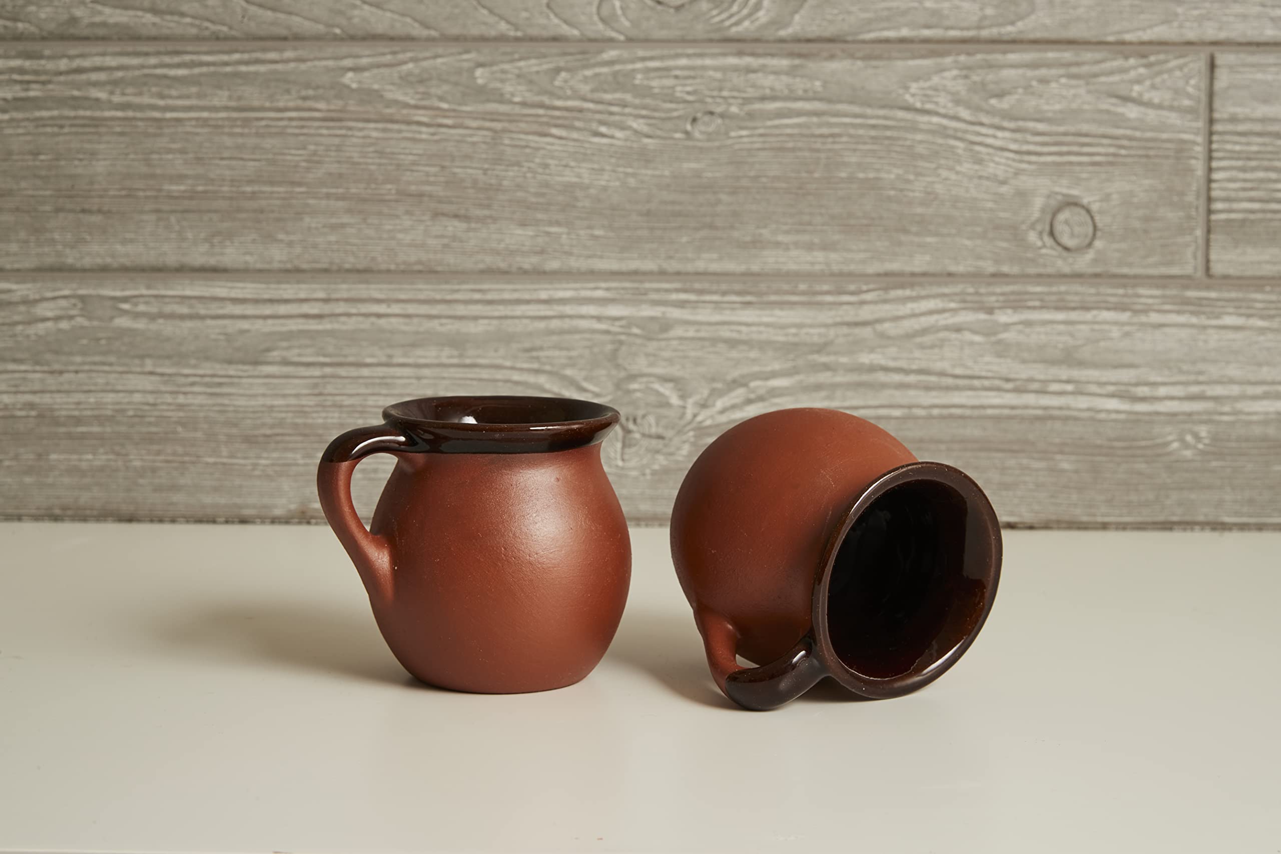 Verve CULTURE Hot Chocolate Mugs, Set of 2 Mexican Clay Mugs, Handmade Coffee Cups for Cocoa, Coffee and Tea
